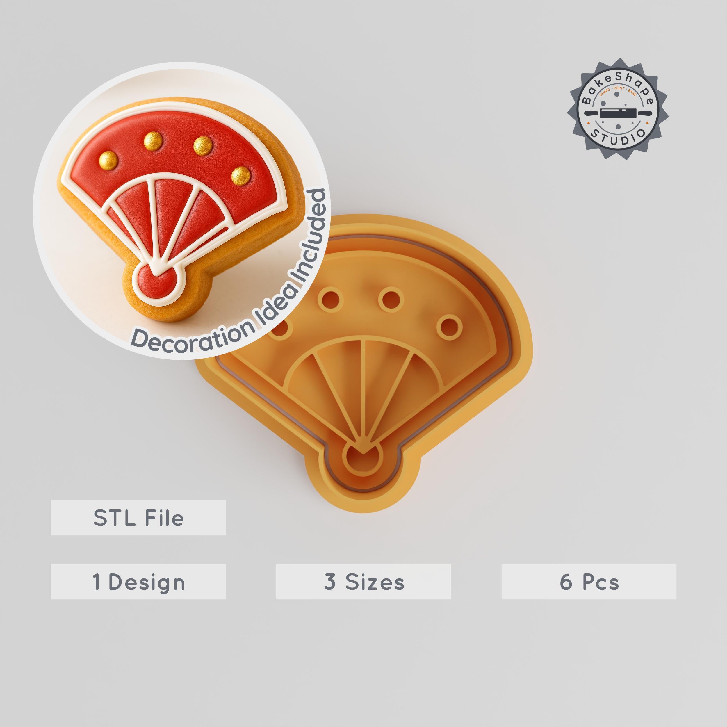 Hand Fan Shape Cutter & Stamp Set, Festival & Cultural Design, Cookie ...