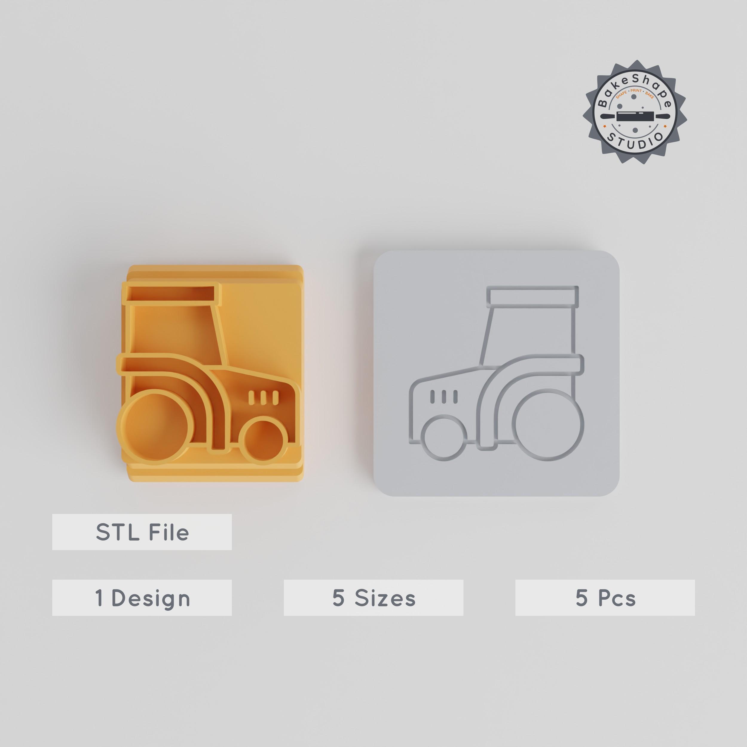 🚜 Tractor Stamp Tile Set, 5 Sizes, Farm Vehicle Motif, Perfect for Clay ...