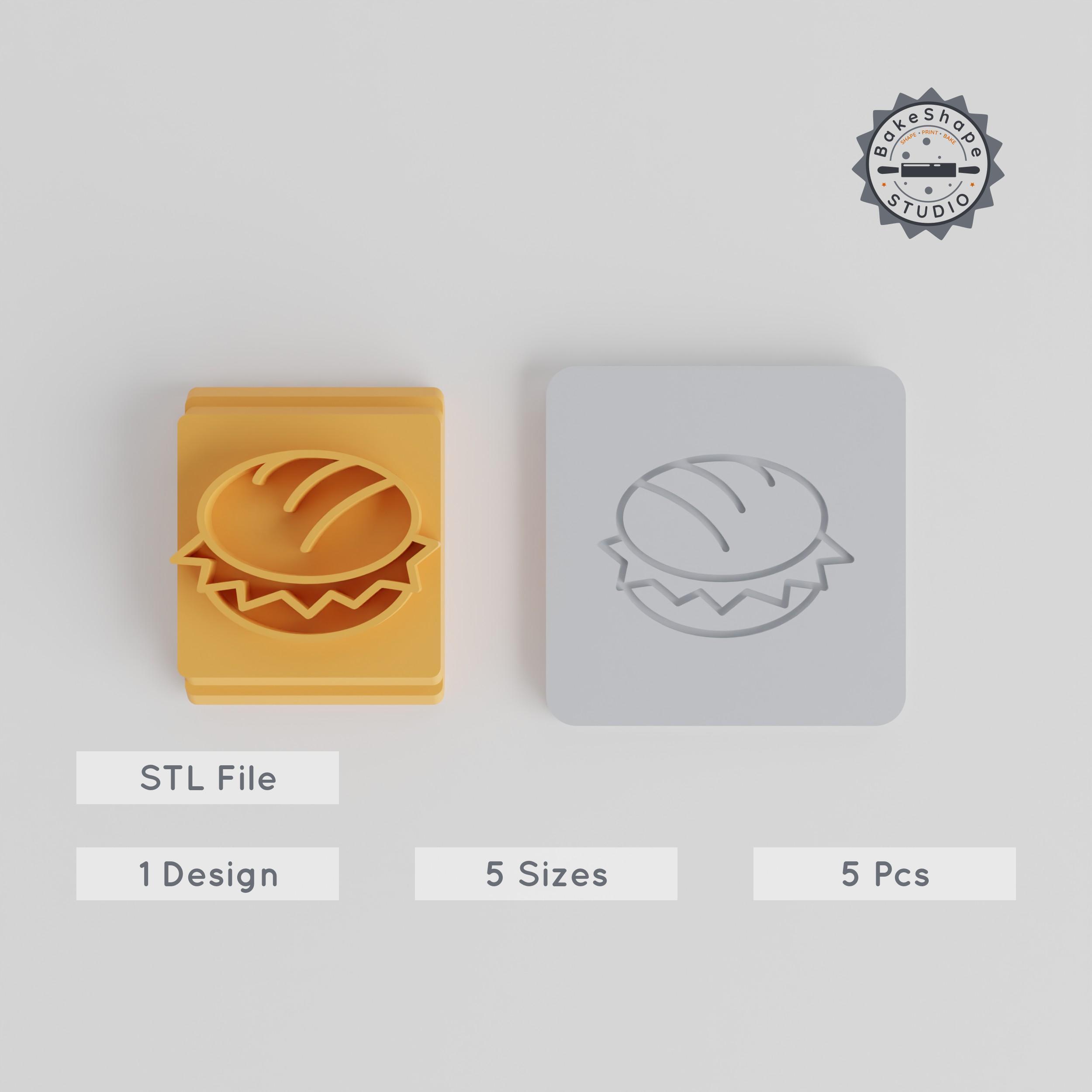 🍔 Hamburger Stamp Tile Set, 5 Sizes, Perfect for Clay & Cookies, Quick ...