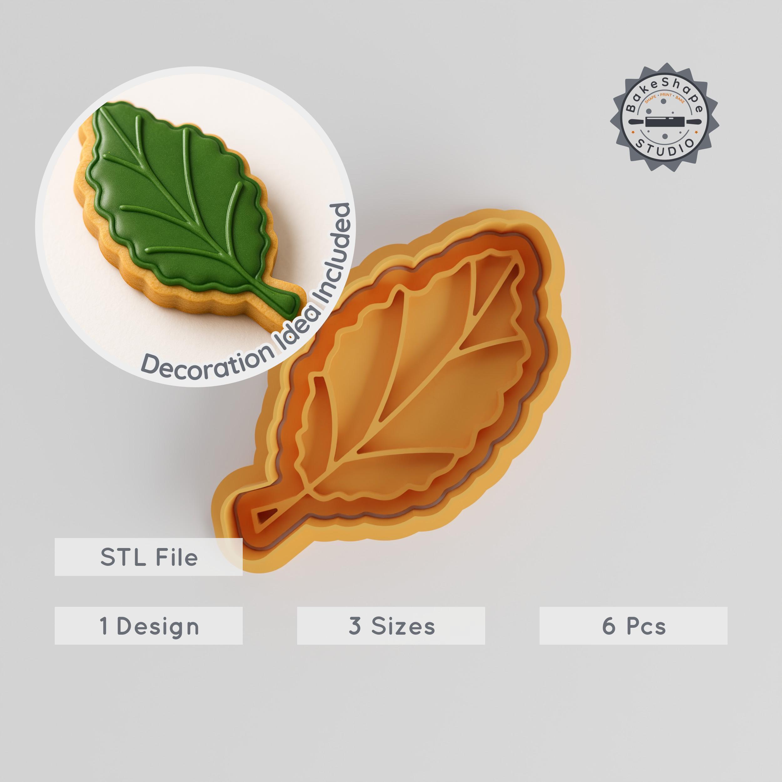 🍽️ Leaf Shape Cutter & Stamp Set, 3 Sizes, Perfect for Cookies ...