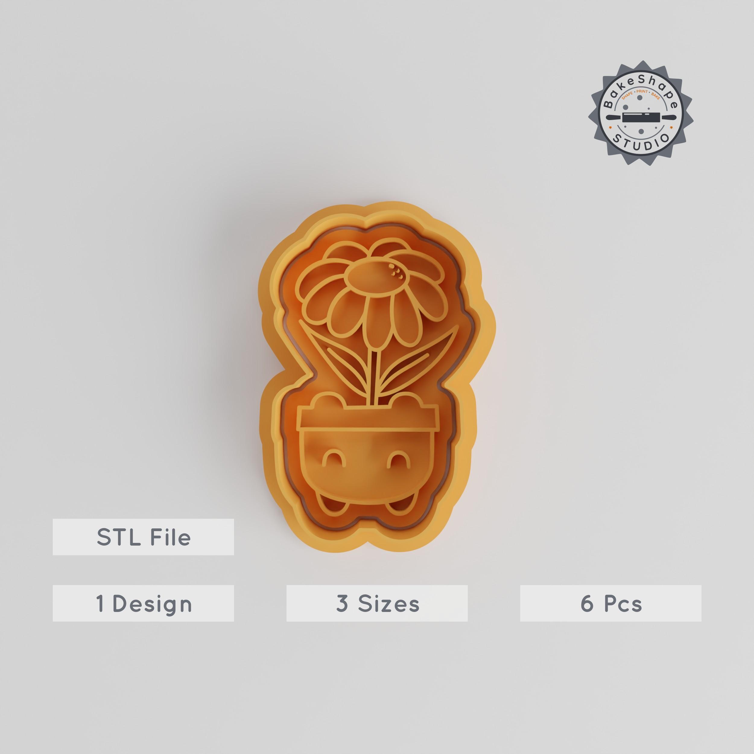 💐 Daisy Flower Pot Cutter & Stamp Set, Spring Bloom Designs, Cookie ...