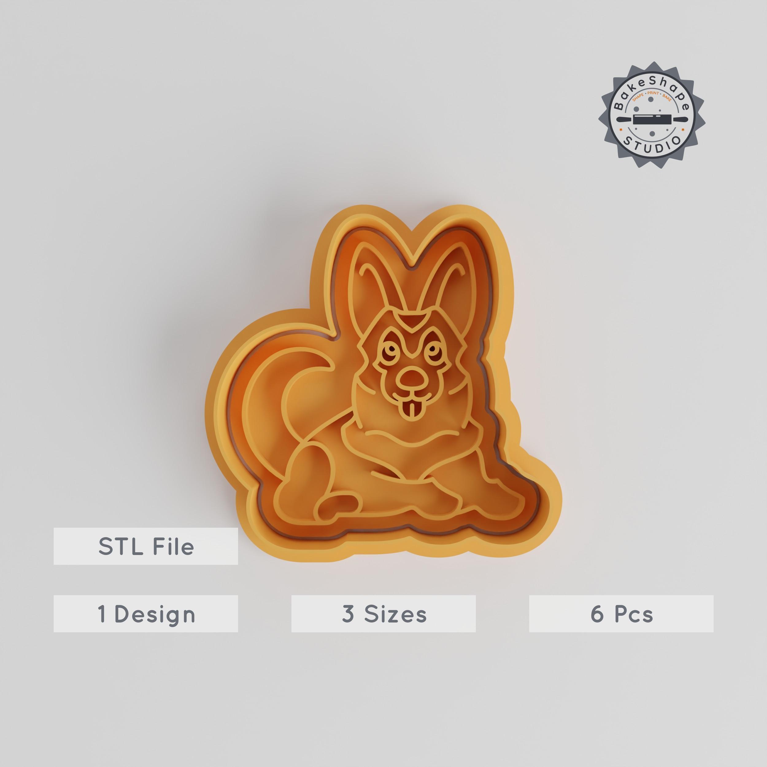 🍪 German Shepherd Shape Cutter, Cookie & Fondant Stamp, Pet Dog Theme ...
