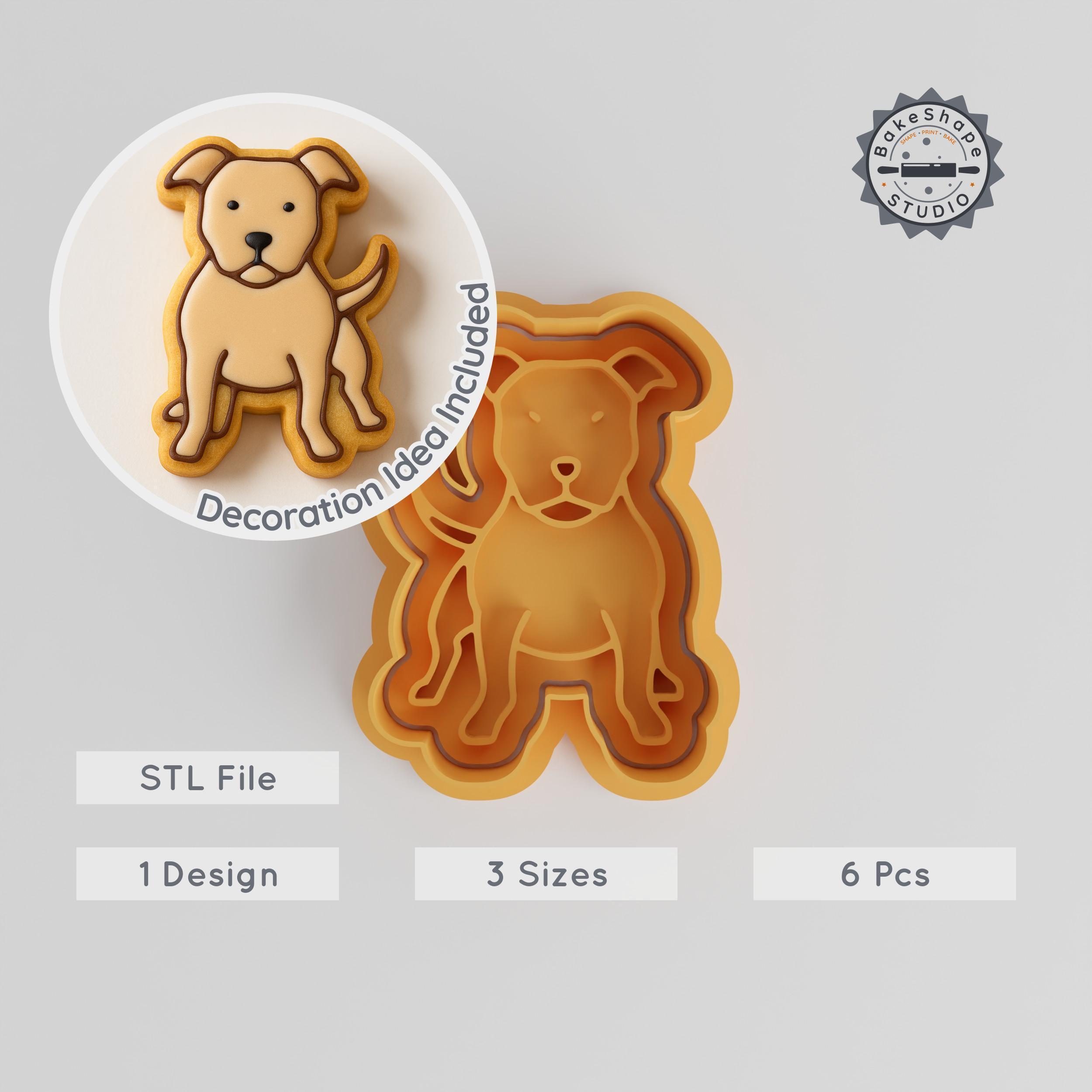 🐂 American Pit Bull Cookie Cutter & Stamp, Dog Lover, Fondant & Cookie ...