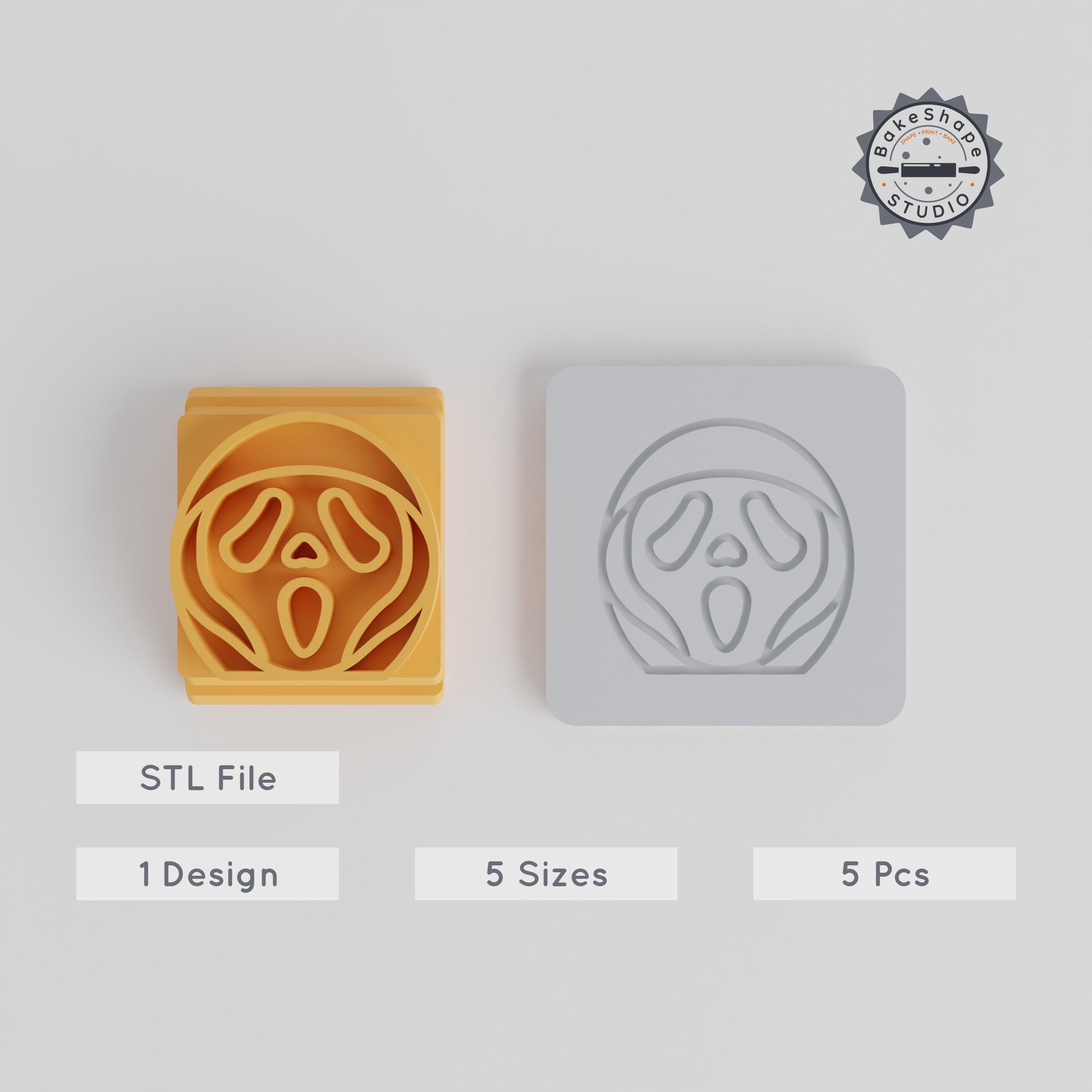 🎃 Scream Stamp Tile Set, 5 Sizes, Perfect for Clay, Cookies & Fondant ...