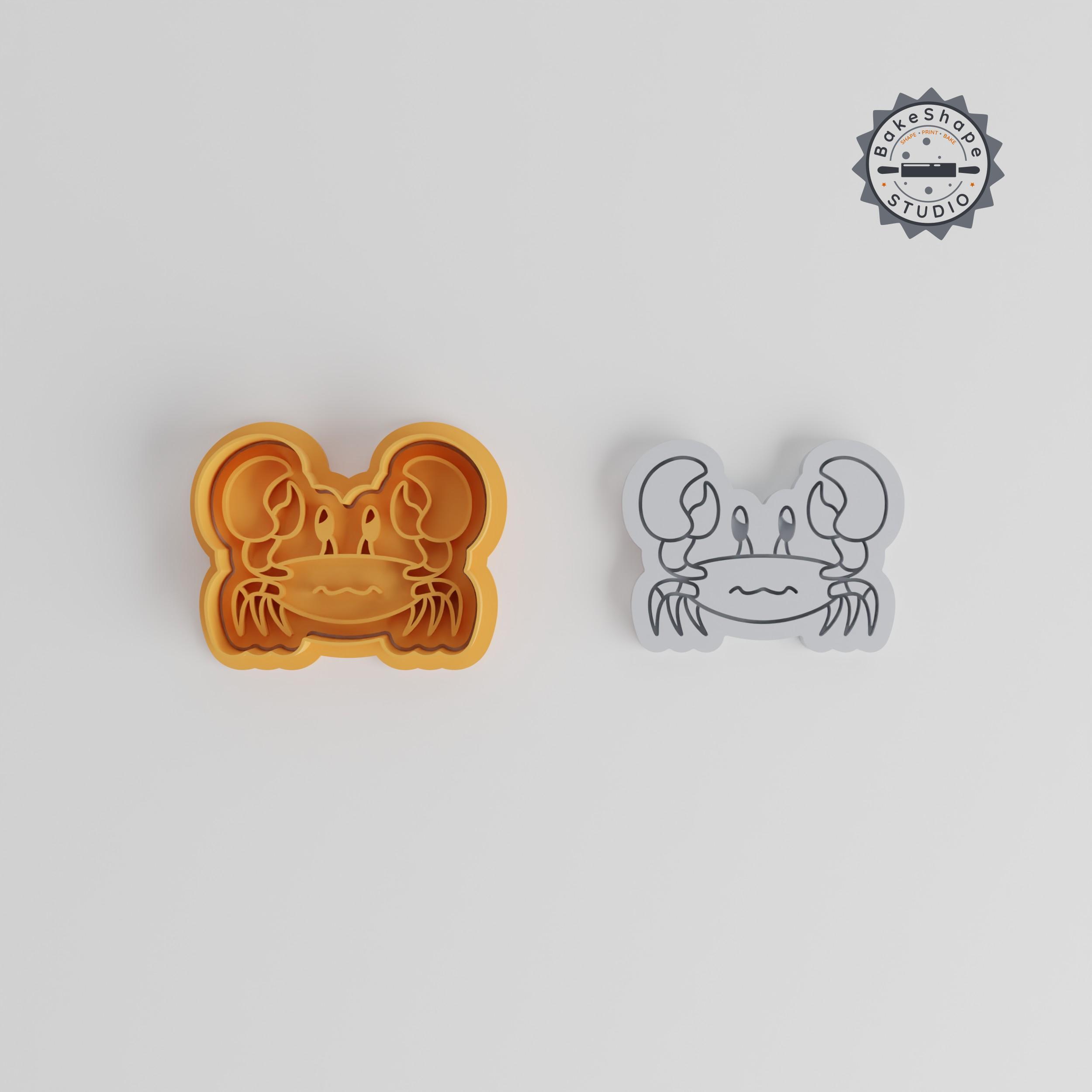 🦀 Crab Shape Cutter & Stamp Set, Cute Beach Crustacean Design, Perfect ...