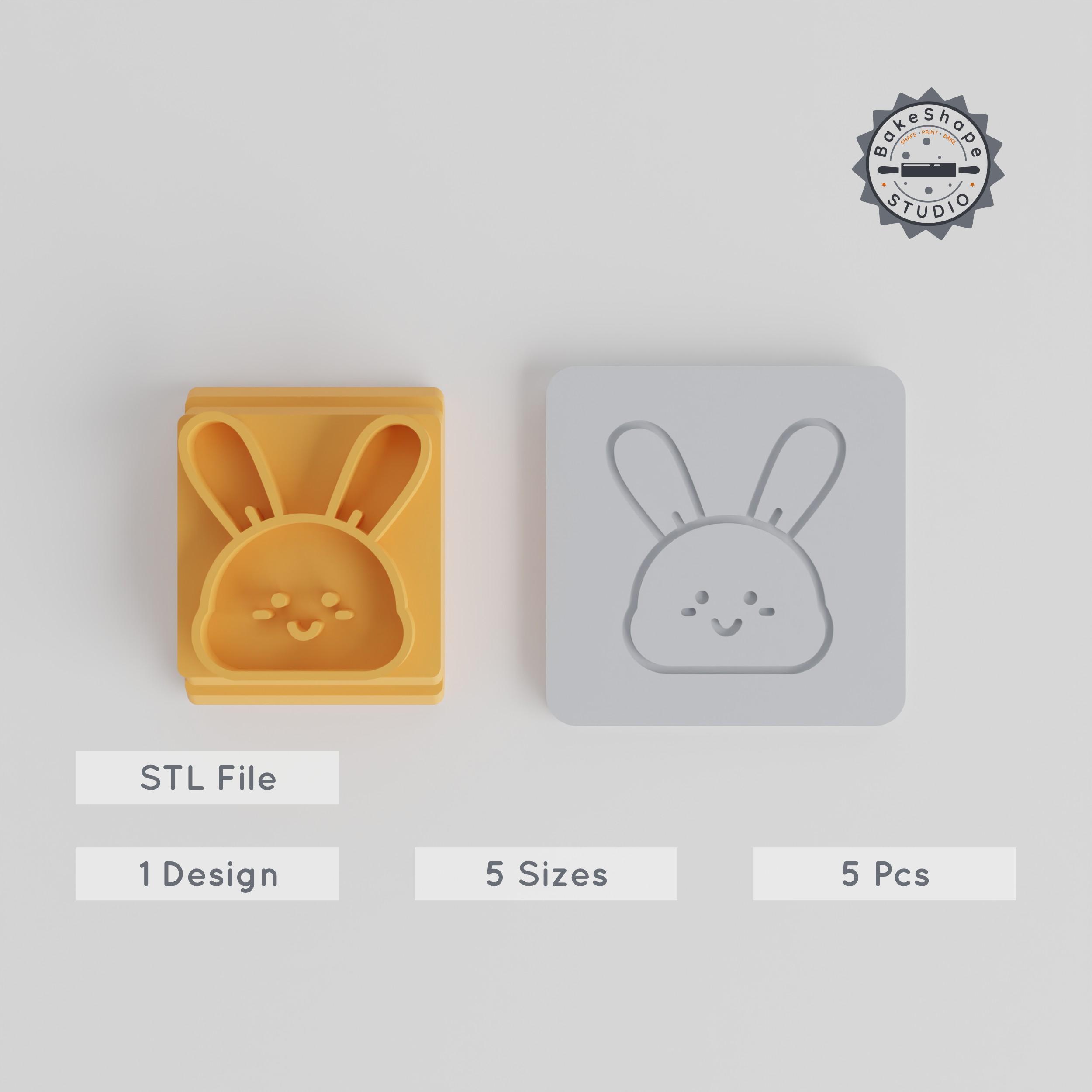 🐇 Bunny Stamp Tile Set, 5 Sizes (20-40mm), Cute Rabbit Face Motif for ...