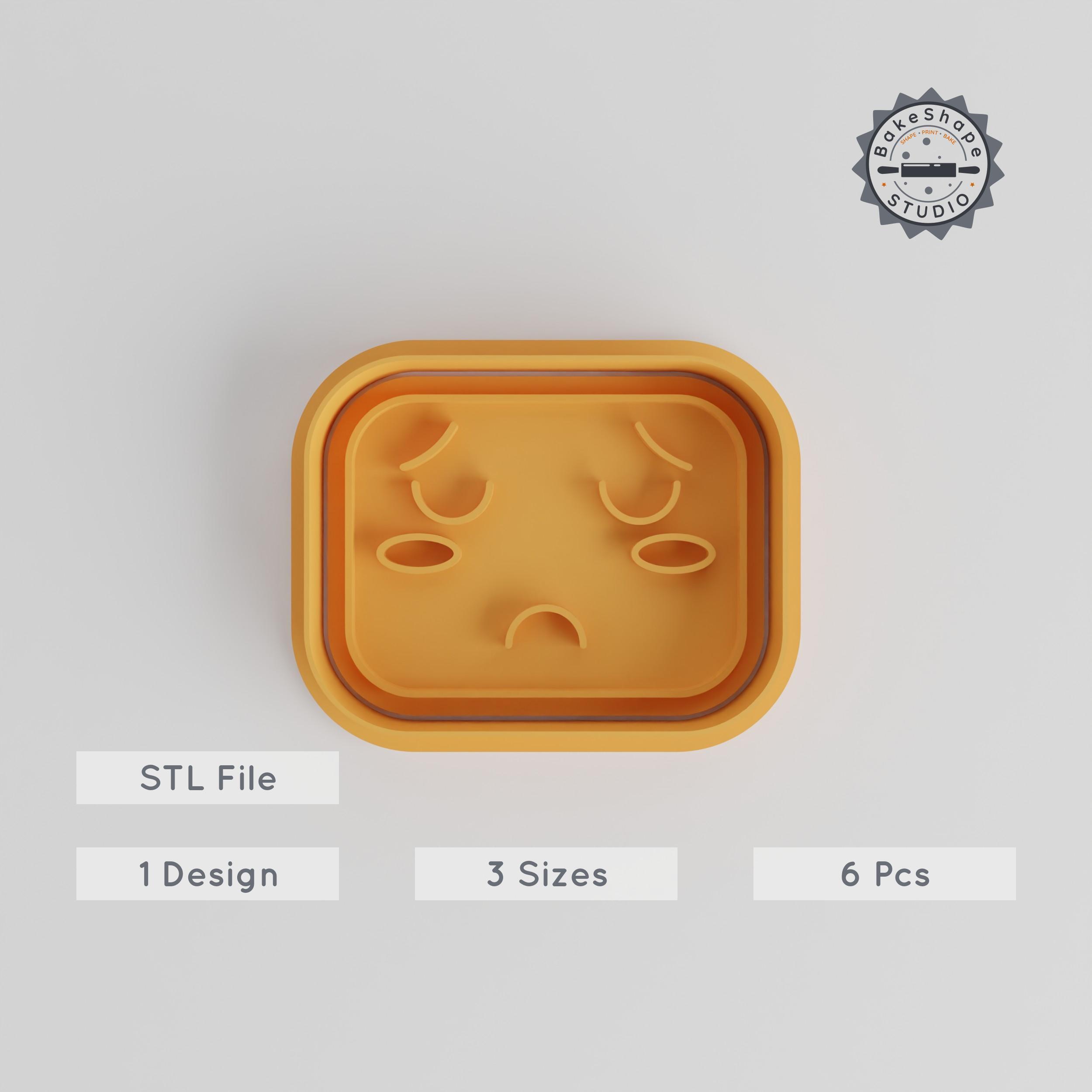 🍪 Kawaii Face Shape Cutter & Stamp Set, Cute Sad Emoticon, Cookie ...