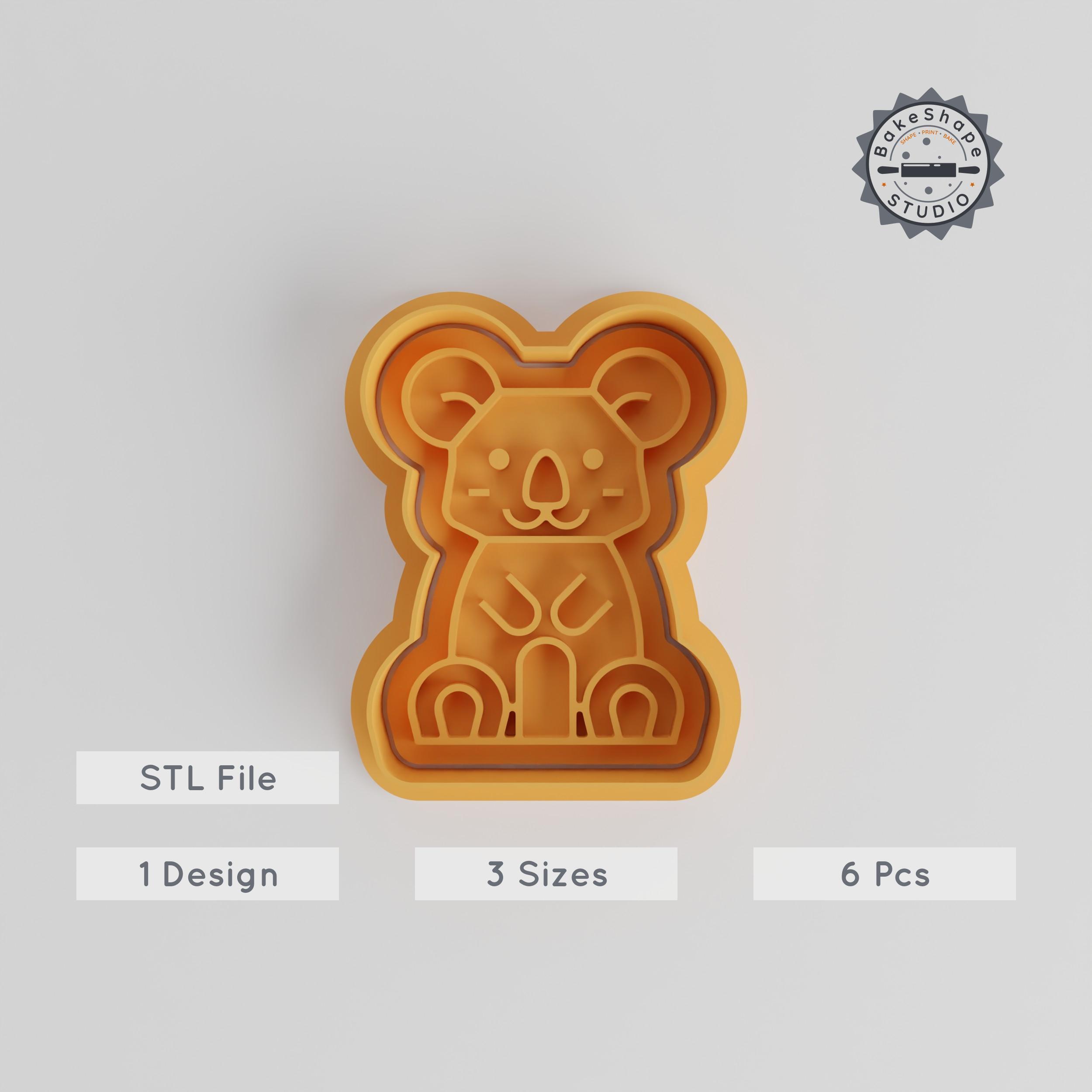 🐨 Koala Shape Cutter & Stamp Set, Cookie & Fondant Tools, Animal Design ...