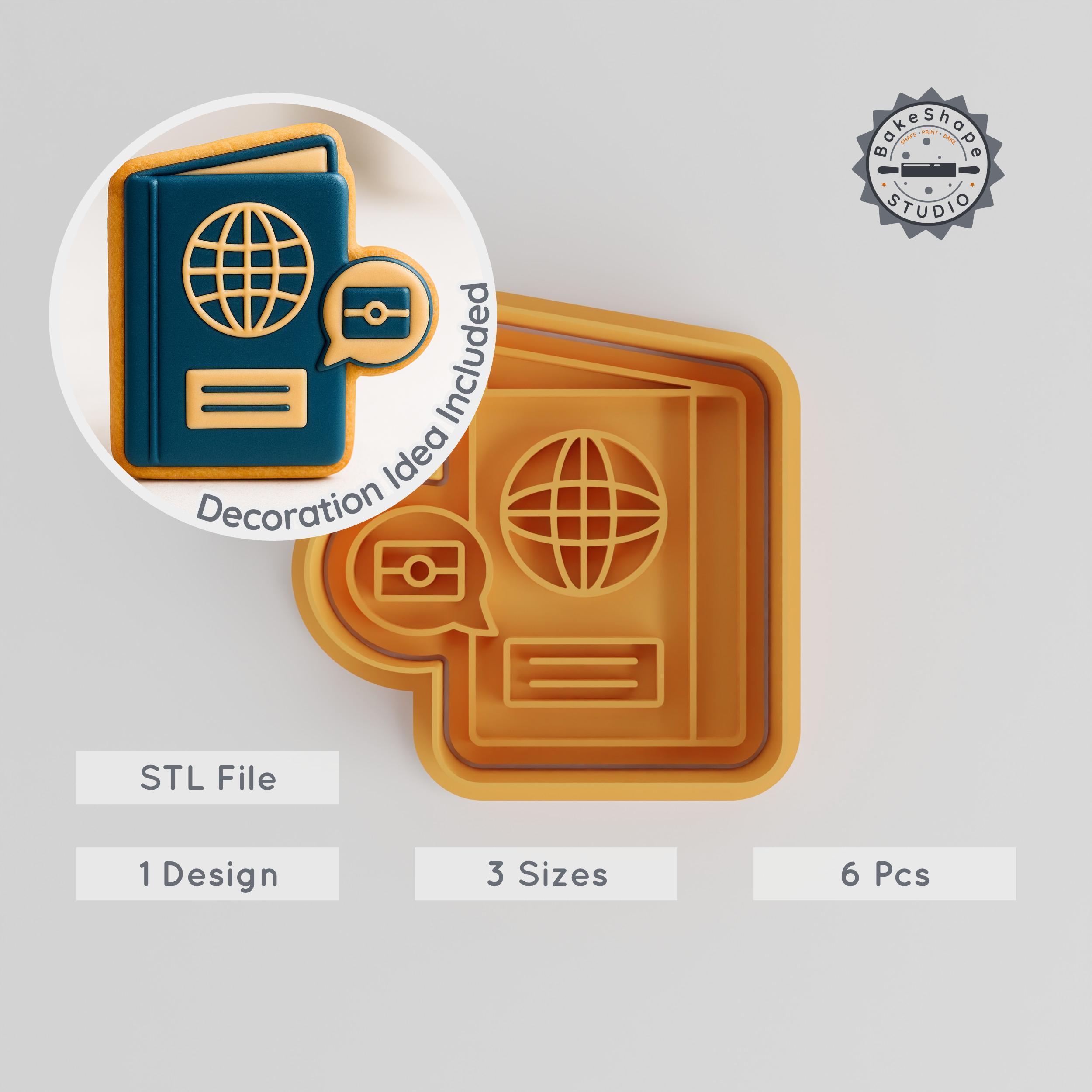 🛂 Biometric Passport Shape Cutter & Stamp, Cookie & Fondant Design Set ...