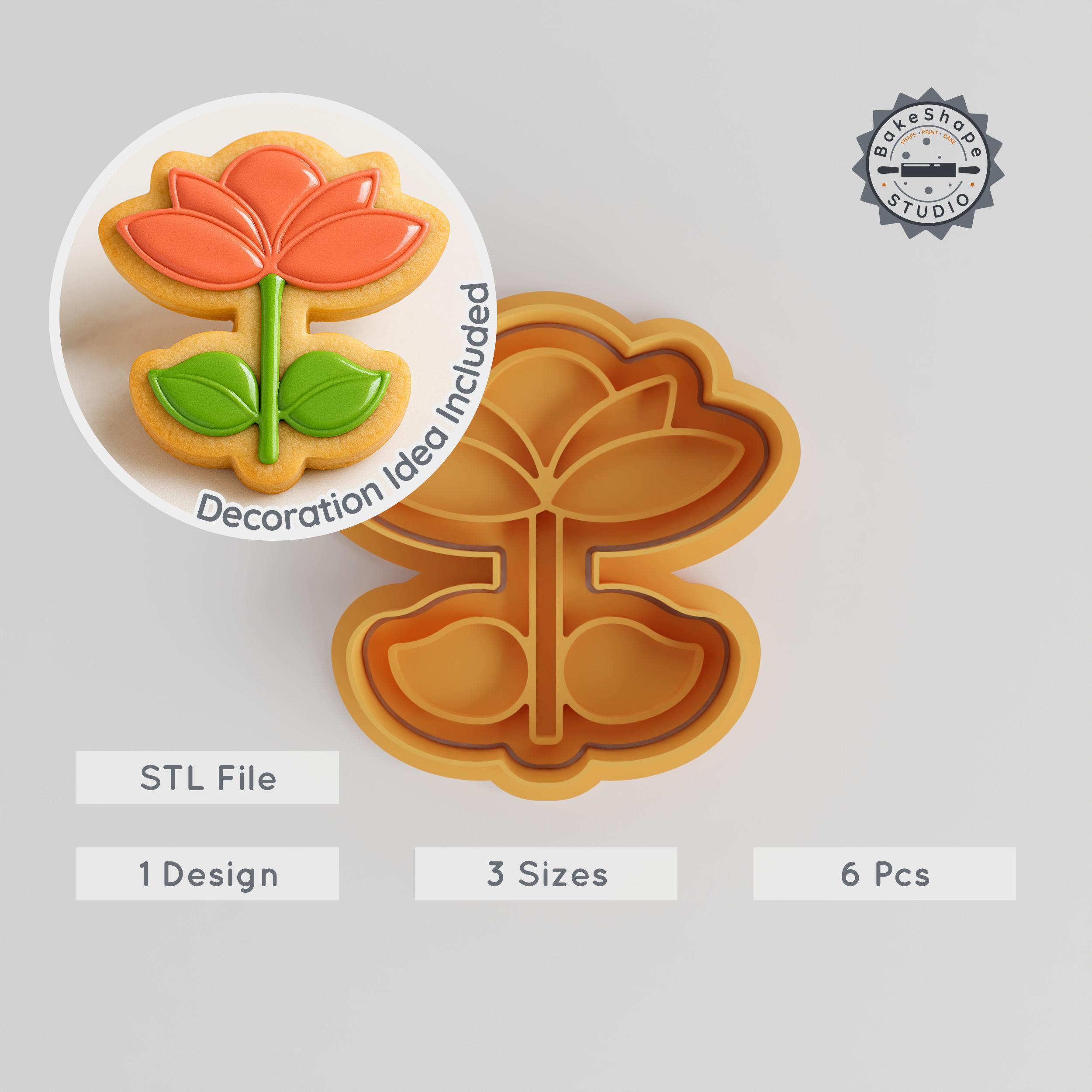 💐 Open Flower Shape Cutter & Stamp, Cookie & Fondant Tool, Floral ...