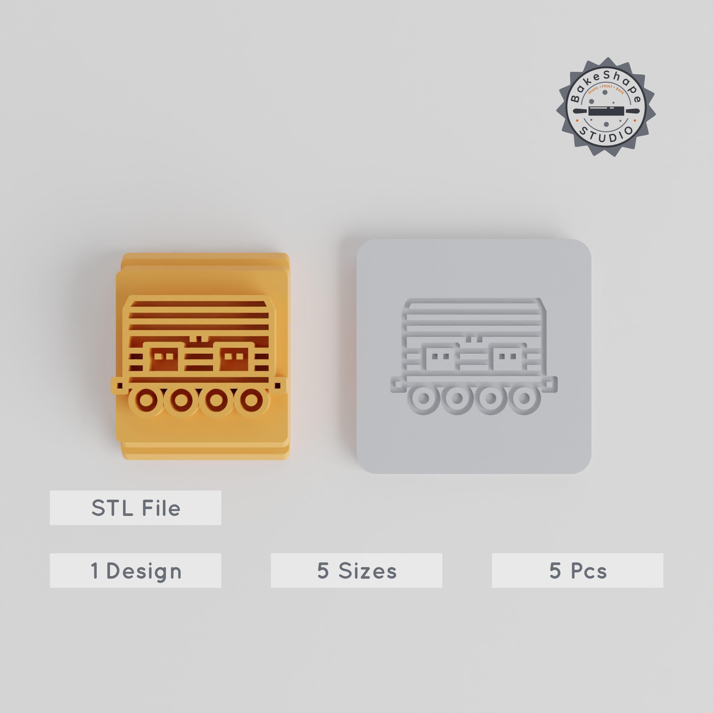 🚆 Train Stamp Tile Set, Motif Sizes 20-40mm for Clay, Cookies & Fondant ...