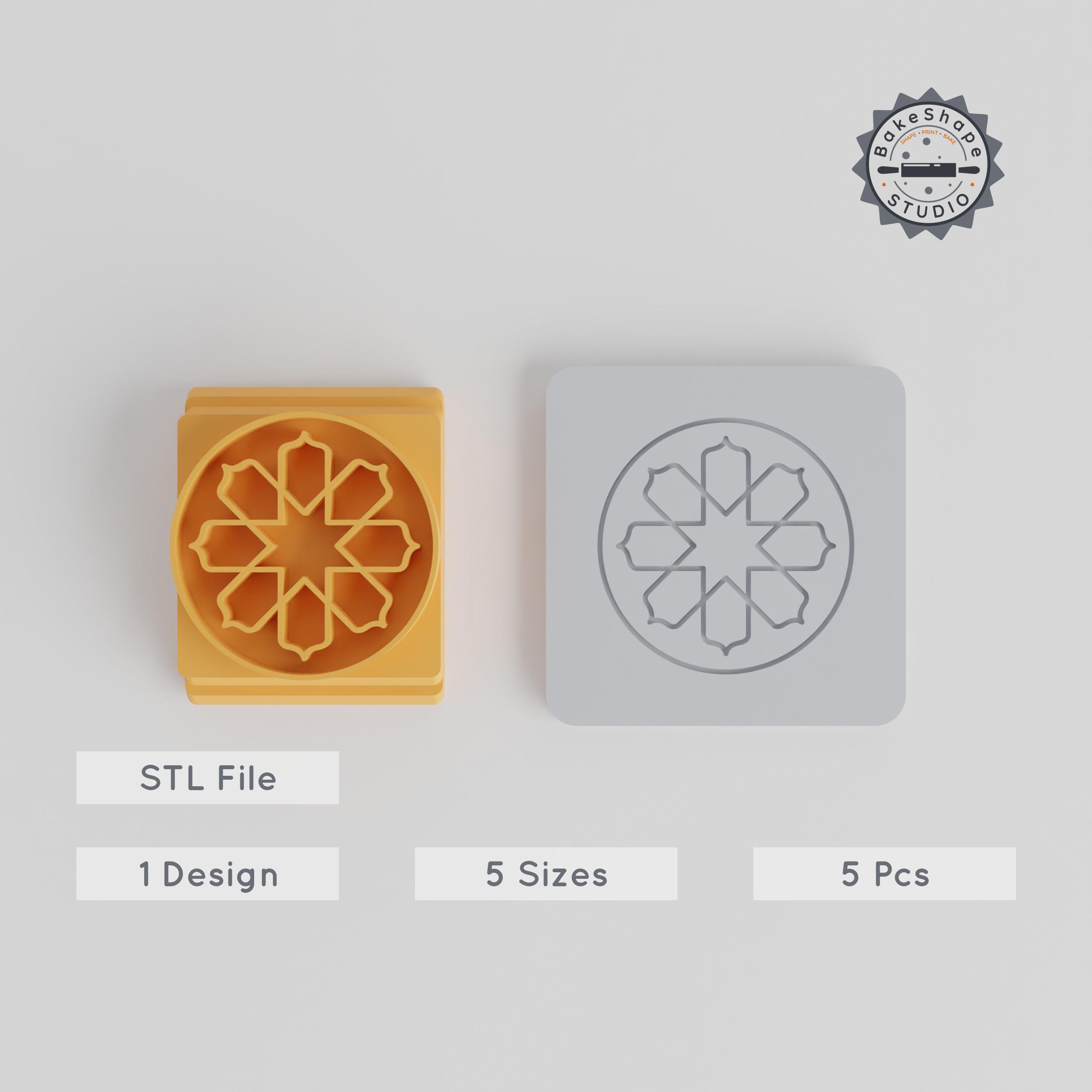 🍽️ Mandala Stamp Tile Set, 5 Sizes, Geometric Pattern for Clay, Cookies ...