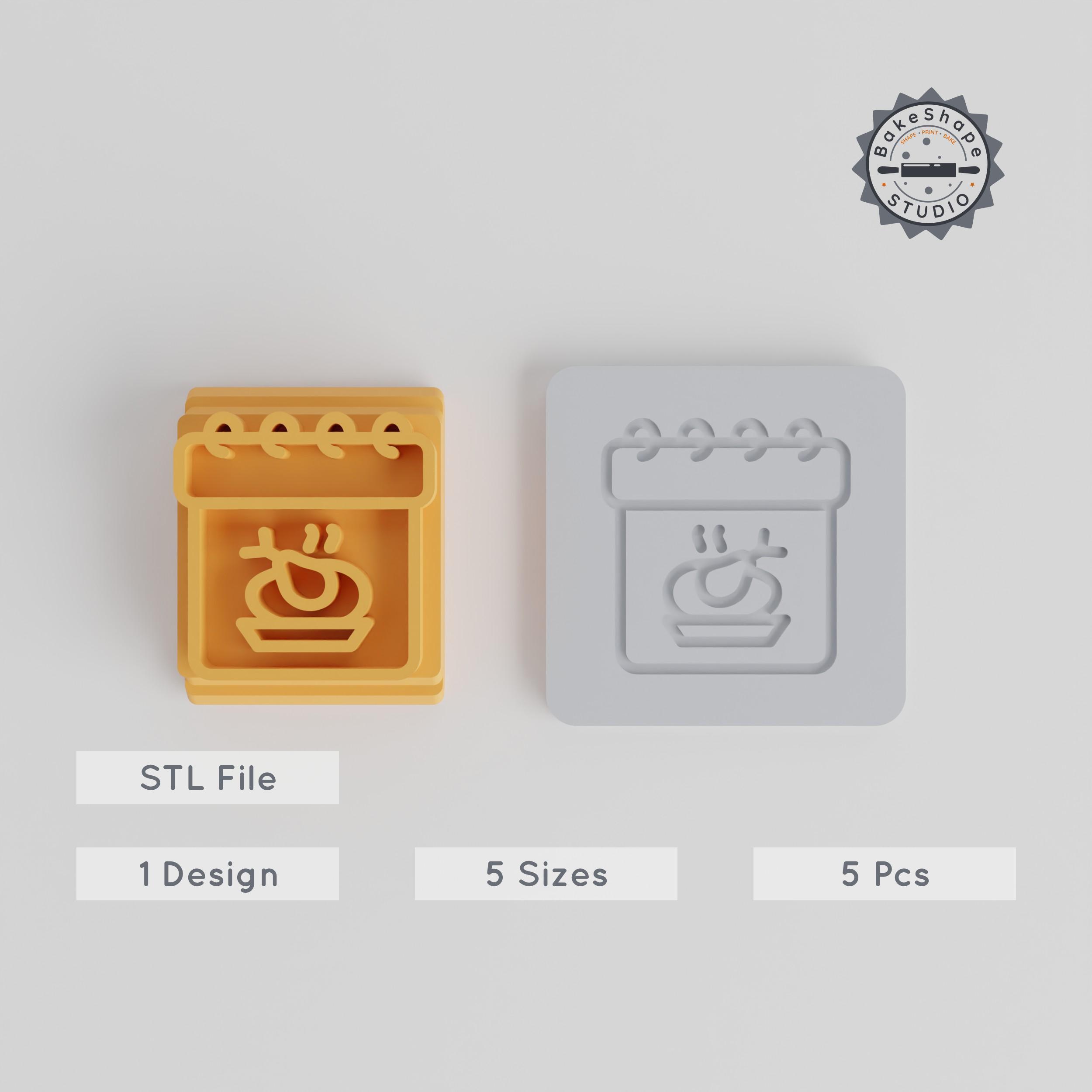 📅 Calendar Stamp Tile Bundle, 5 Motif Sizes for Clay & Cookies, Perfect ...
