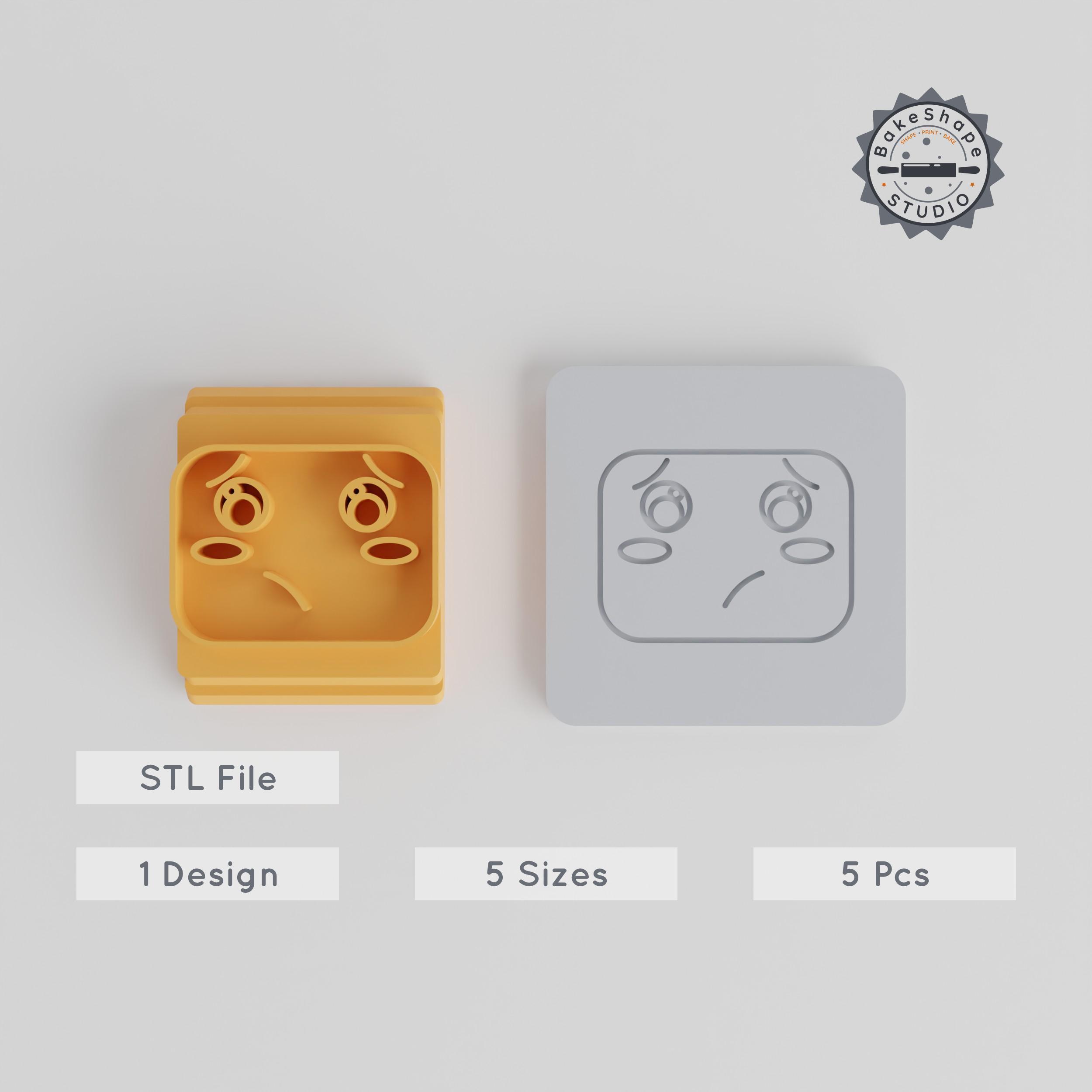 🍽️ Kawaii Face Stamp Tile Set, Cute Emoticon Design for Clay, Cookies ...