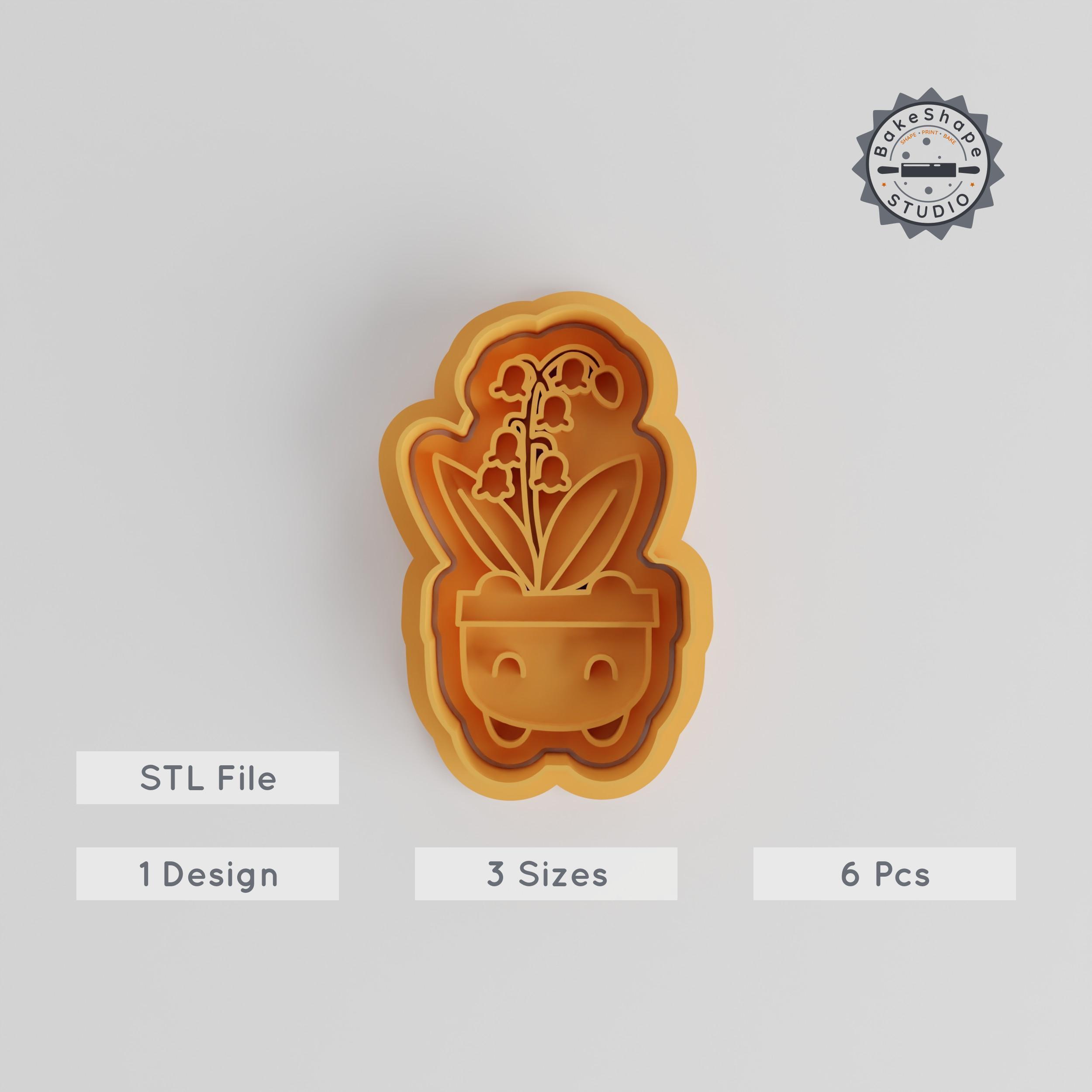 💐 Lily of The Valley Flower Pot Shape Cutter & Stamp, Cookie & Fondant ...