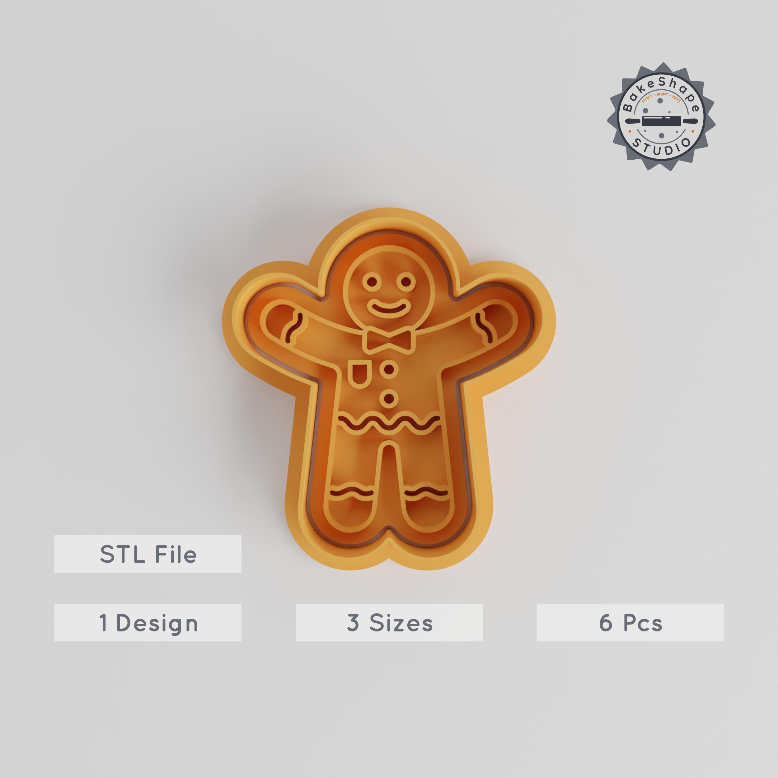 👦 Gingerbread Boy Cookie Cutter & Stamp Set, 3 Sizes, Perfect for Christmas Baking, Festive ...