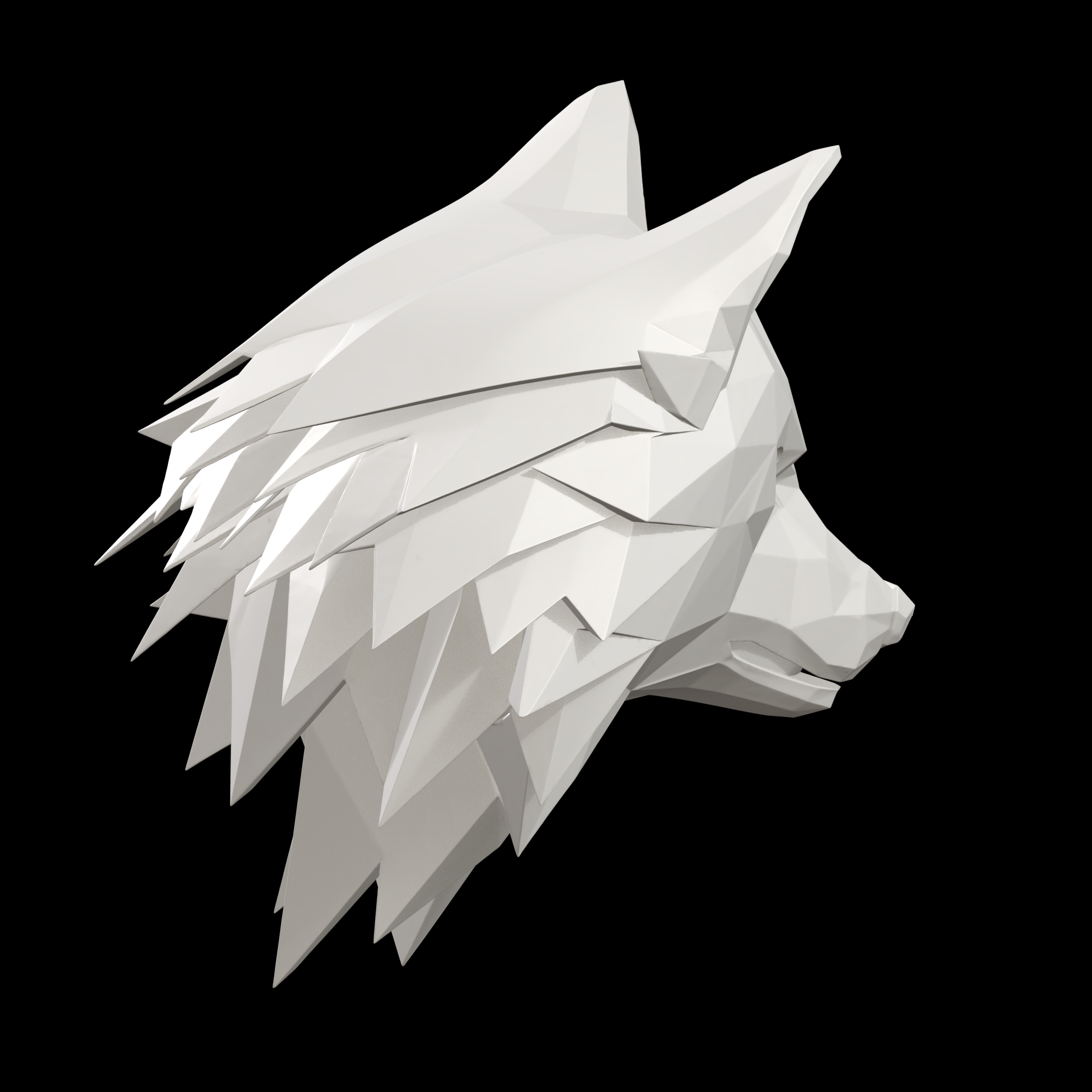 🐺 Geometric Wolf Head Low Poly・ 3D File for 3D printing・Cults