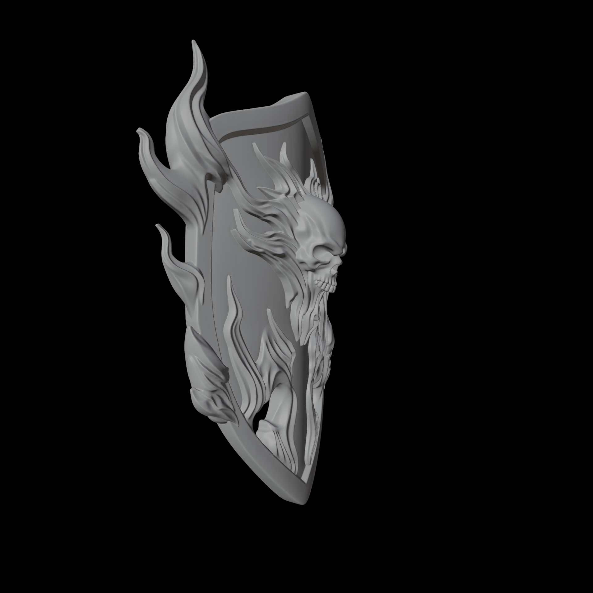 💀 Flaming Skull Shield・ 3D File for 3D printing・Cults