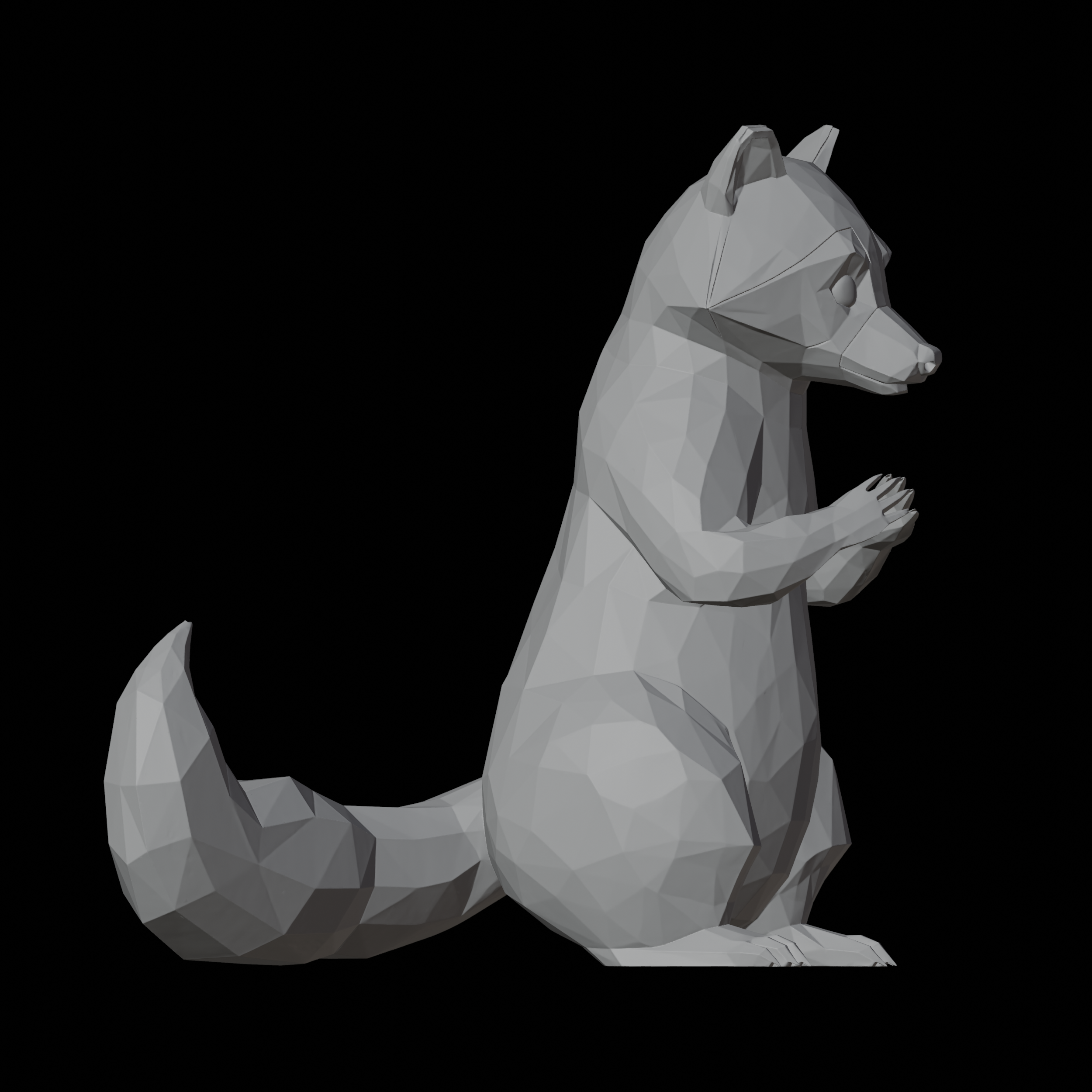 🦝 Escultura de animal guaxinim de baixo poli・Arquivo 3D para Impressão ...