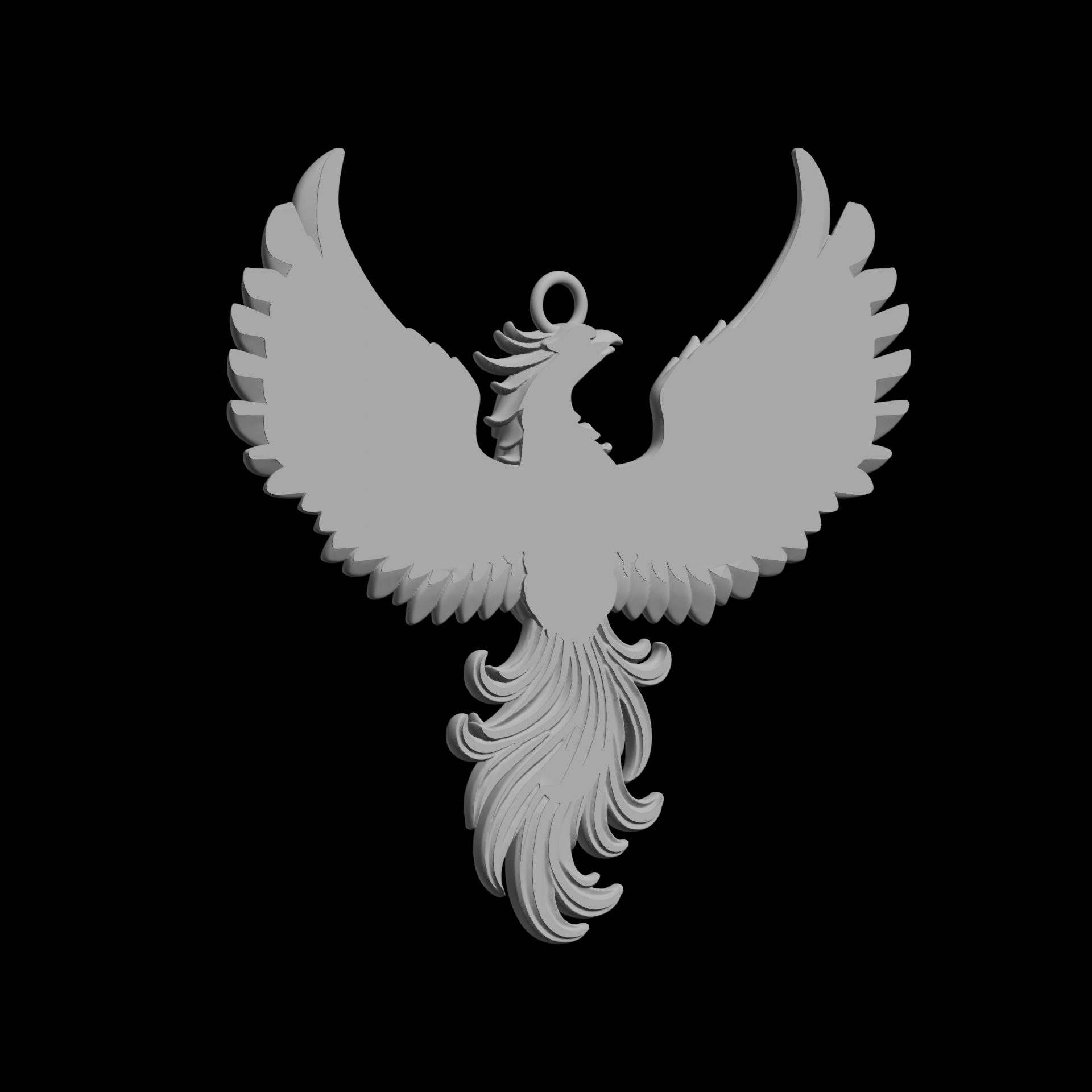 🦅 Phoenix Emblem Relief Keychain Flat Back・ 3D File for 3D printing・Cults