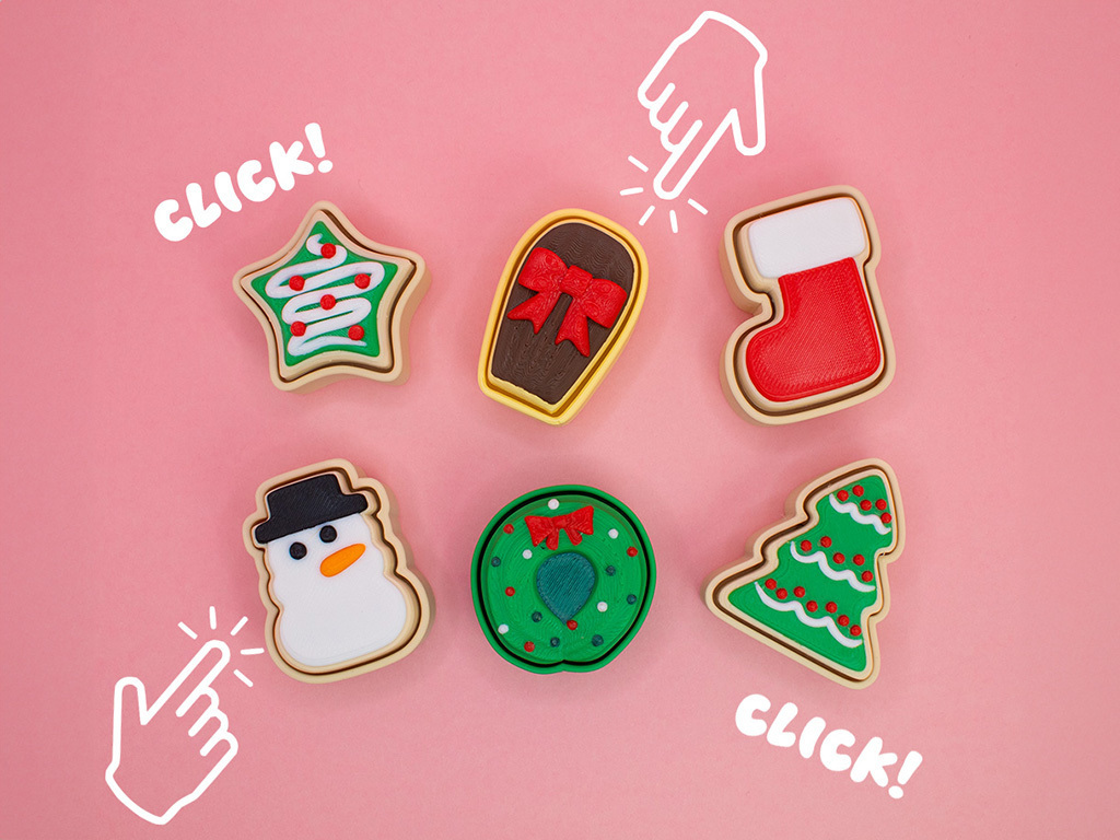 🎄 Christmas Sugar Cookie Fidget Clickers・Free 3MF File for 3D printing ...