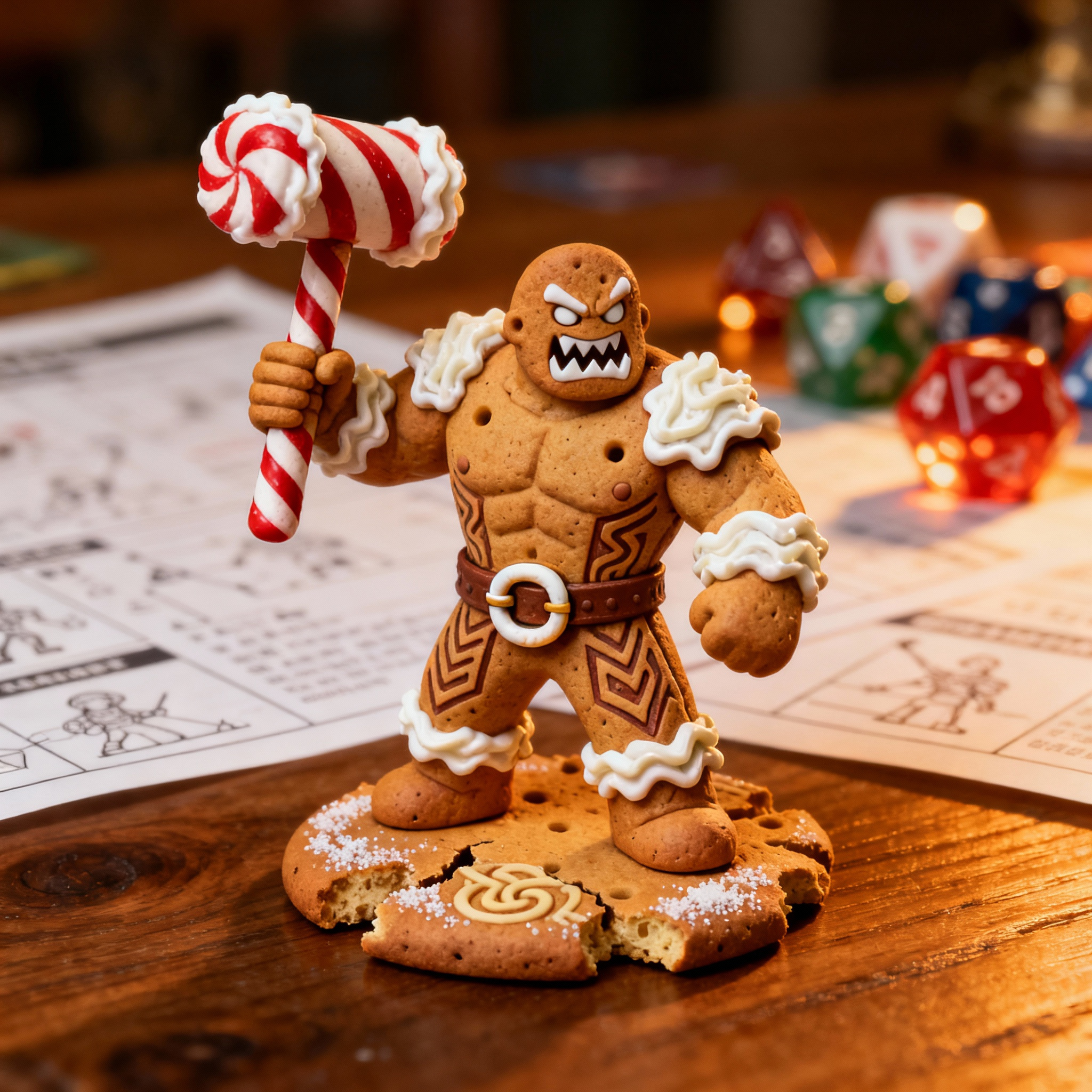 🍬 Gingerbread Warrior with Candy Cane Hammer 3D Print Figurine STL・Free 3D File for 3D printing ...