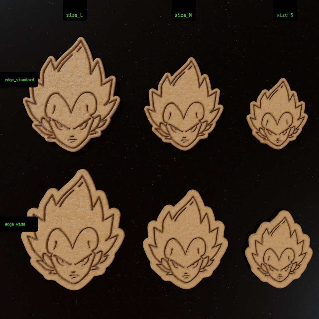 🍪 Vegeta Head Cookie Cutter STL for 3D Print - Dragon Ball Z Baking ...
