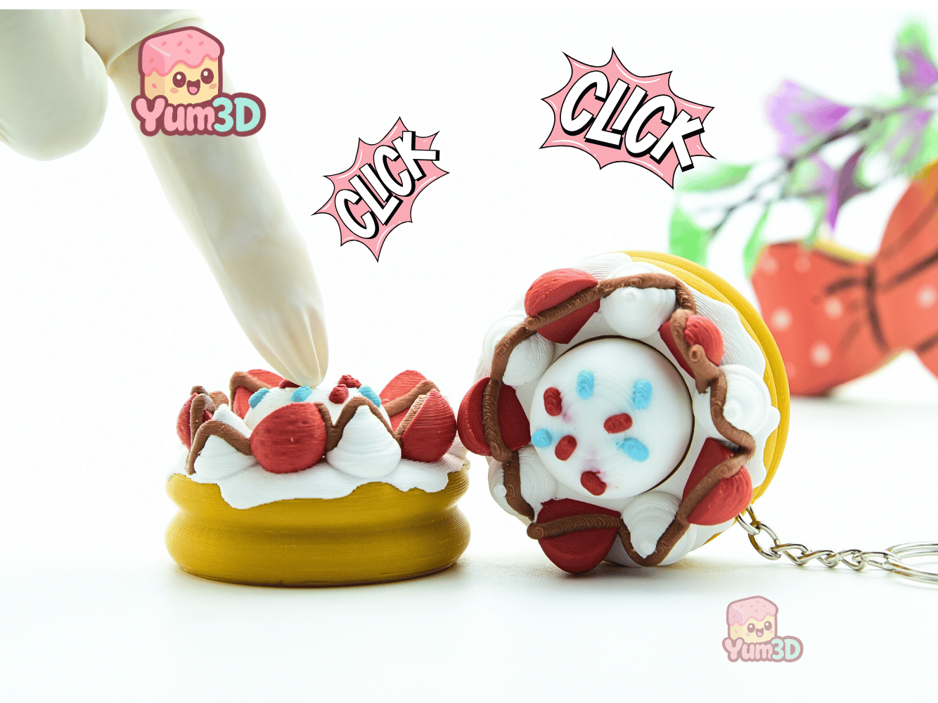 🍰 Yum3D Funnel Cake Fidget Clicker Keychain - Cute Backpack Keychain ...