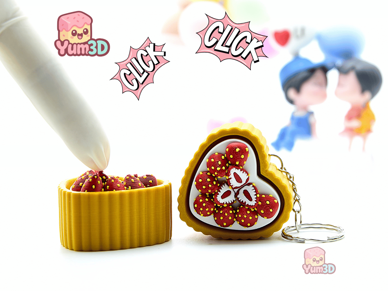 🍓 Yum3D Strawberry Tart Fidget Clicker Keychain - Cute Backpack ...