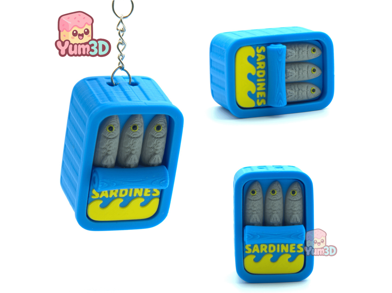 🥫 Yum3D Cute Sardine Can Fidget Clicker Keychain - Cute Backpack ...