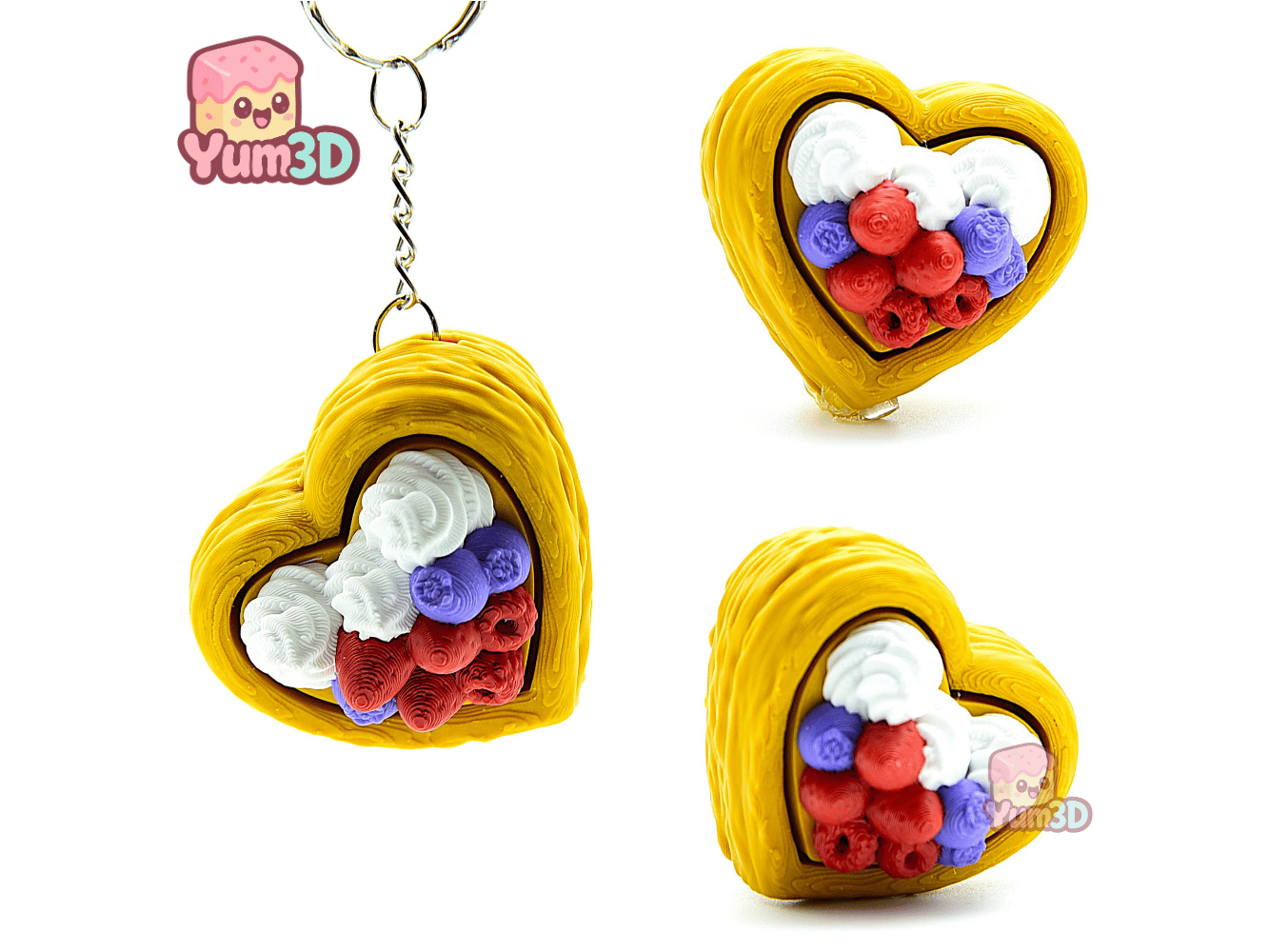 💜 Yum3D Valentine Heart Fruit Tart Fidget Clicker Keychain - Porte-clés ...