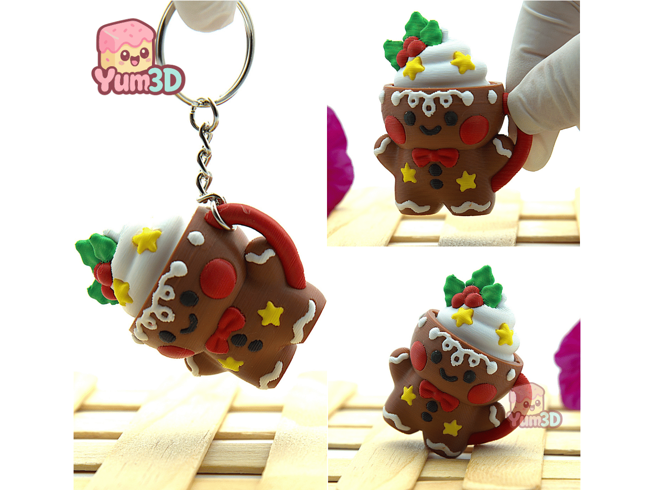 🎄 Yum3D Christmas Ginger Cookie Mug Fidget Clicker Keychain - Cute ...
