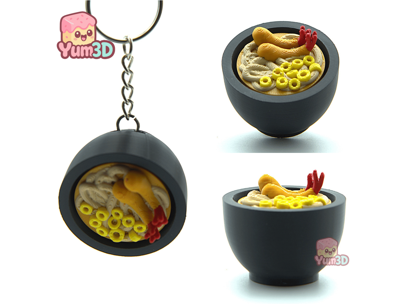 🍜 Yum3D Tempura Ramen Fidget Clicker 钥匙扣 - 可爱背包钥匙扣・文件用于 3D 三维打印・Cults