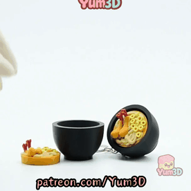🍜 Yum3D Tempura Ramen Fidget Clicker 钥匙扣 - 可爱背包钥匙扣・文件用于 3D 三维打印・Cults