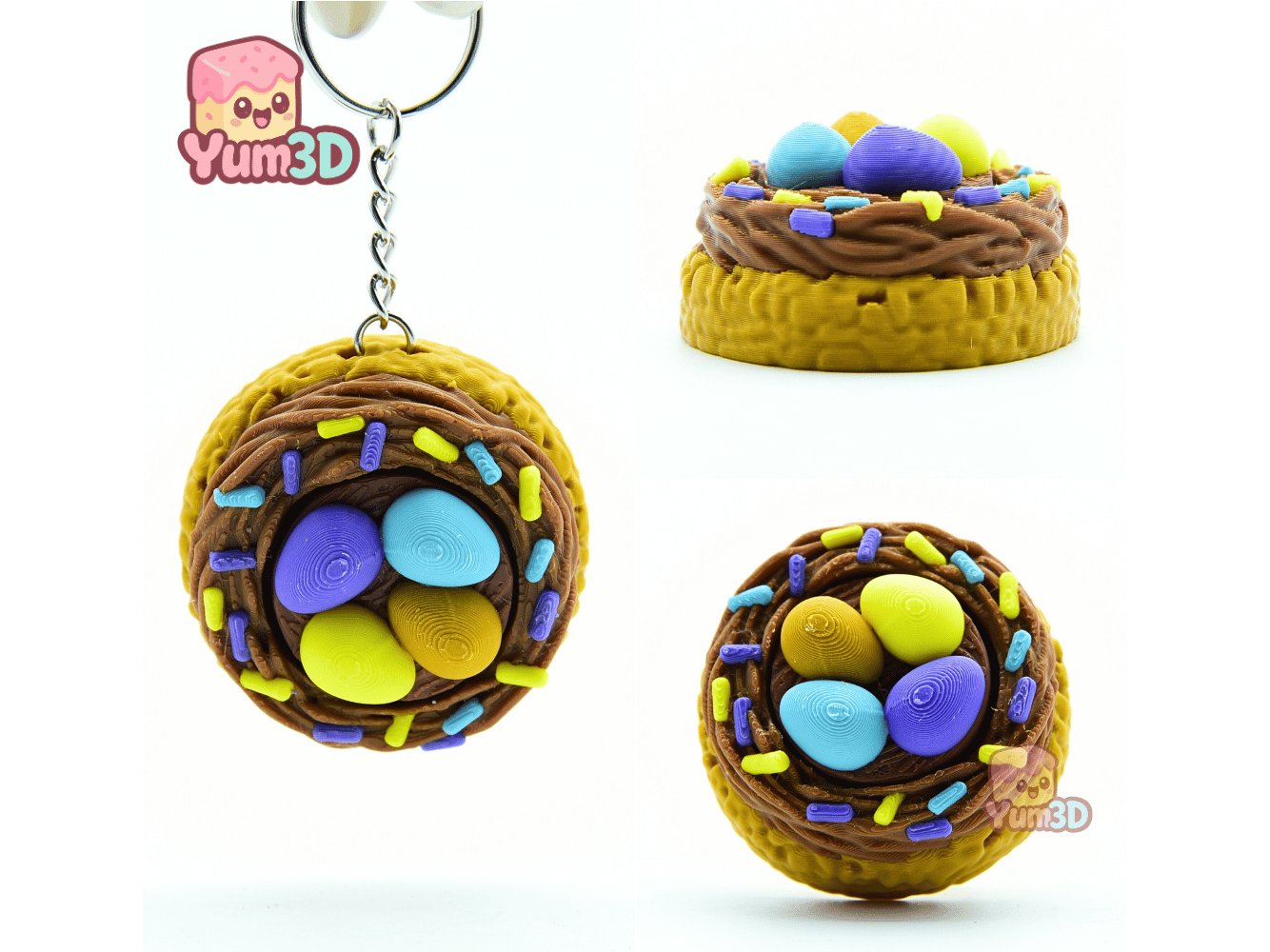 🥚 Yum3D Easter Egg Nest Cookie Fidget Clicker Keychain - Cute Backpack ...