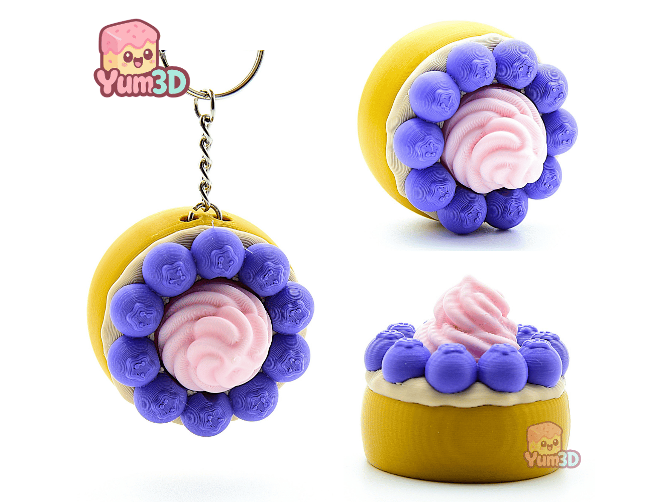 👌 Yum3D Blueberry Shortcake for food lovers Fidget Clicker Keychain ...