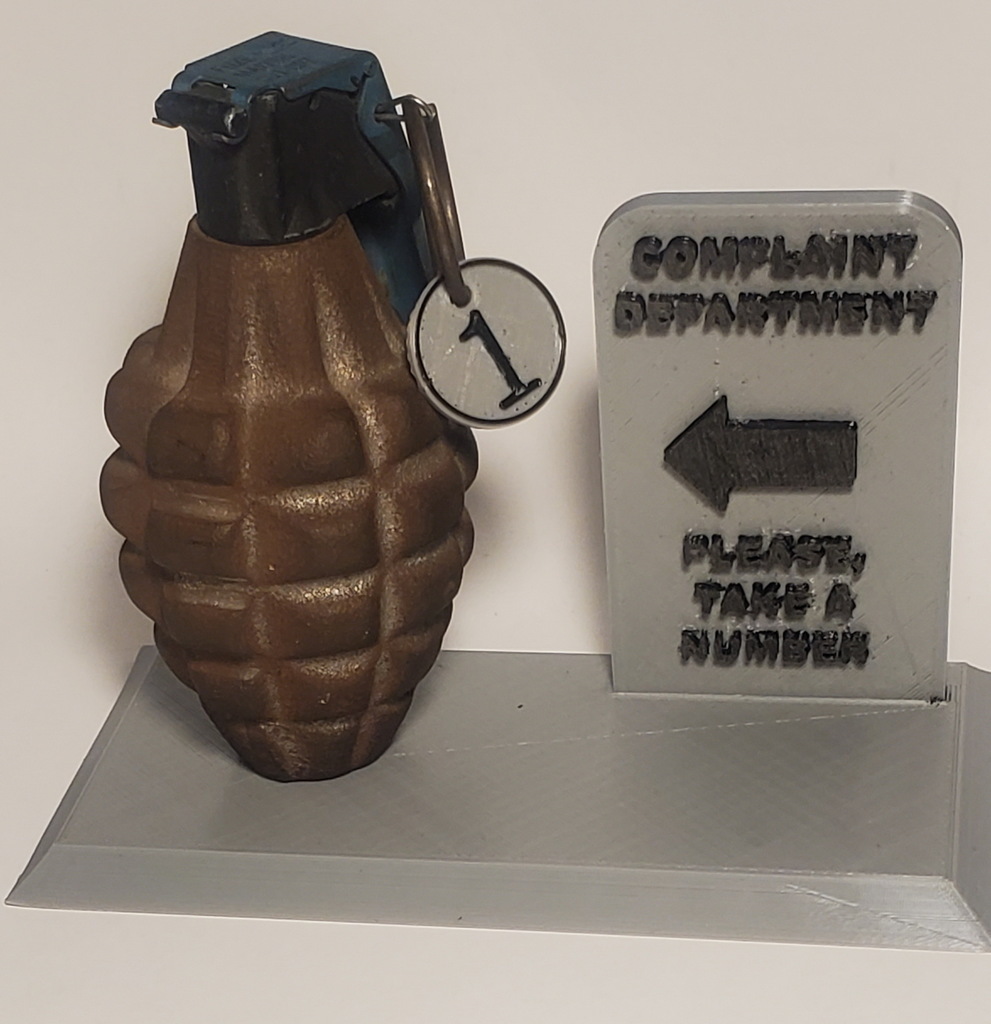 🪞 Complaint Grenade Sign (need a grenade mockup)・Free 3D File for ・Cults