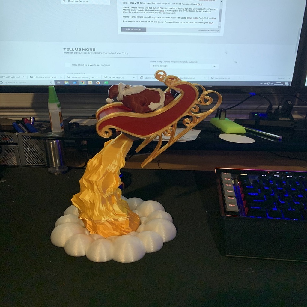 🎅 Santa Sleigh Rocket Ship・Free 3D File for ・Cults