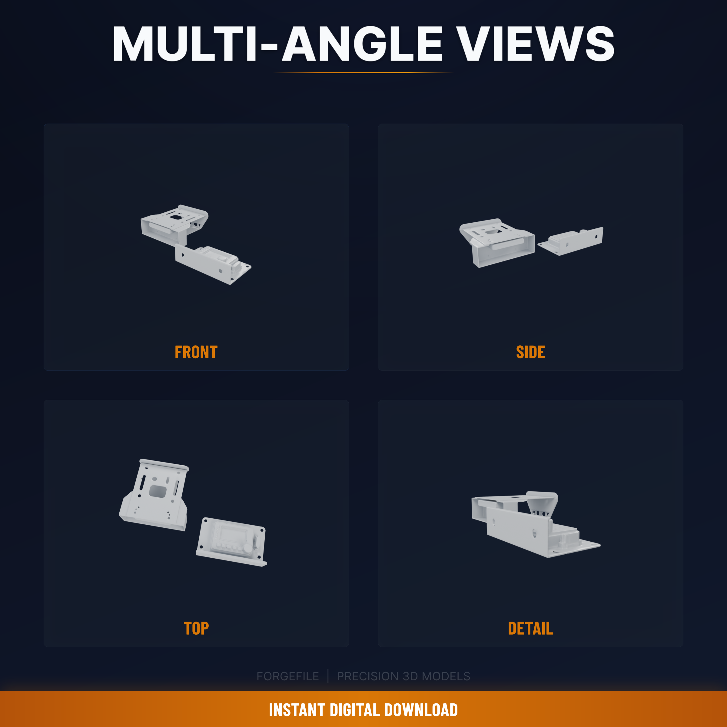📻 Mobile Ham Radio Mounting Bracket, Under-Dash, Angled - 3D Printable ...