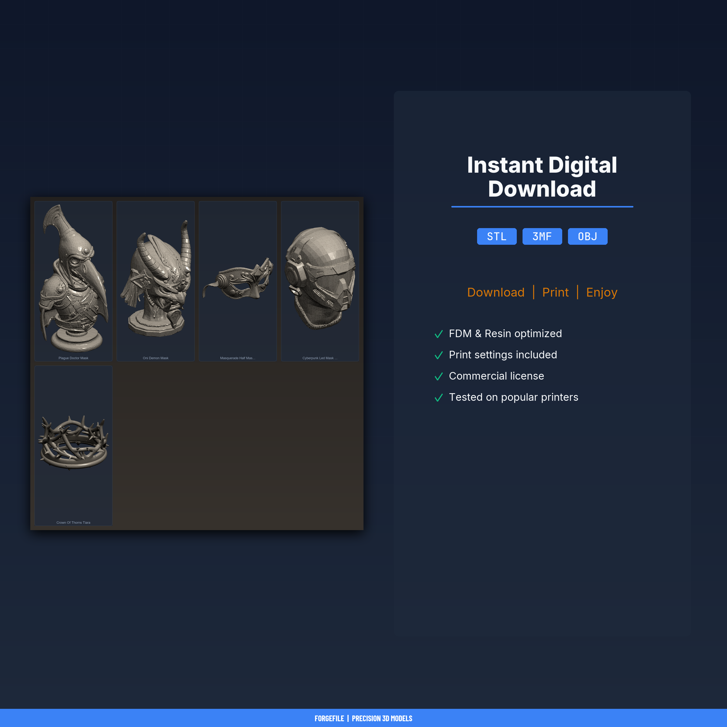 🎲 Cosplay Mask Collection - 5-Model STL Bundle・ 3D File for 3D printing ...