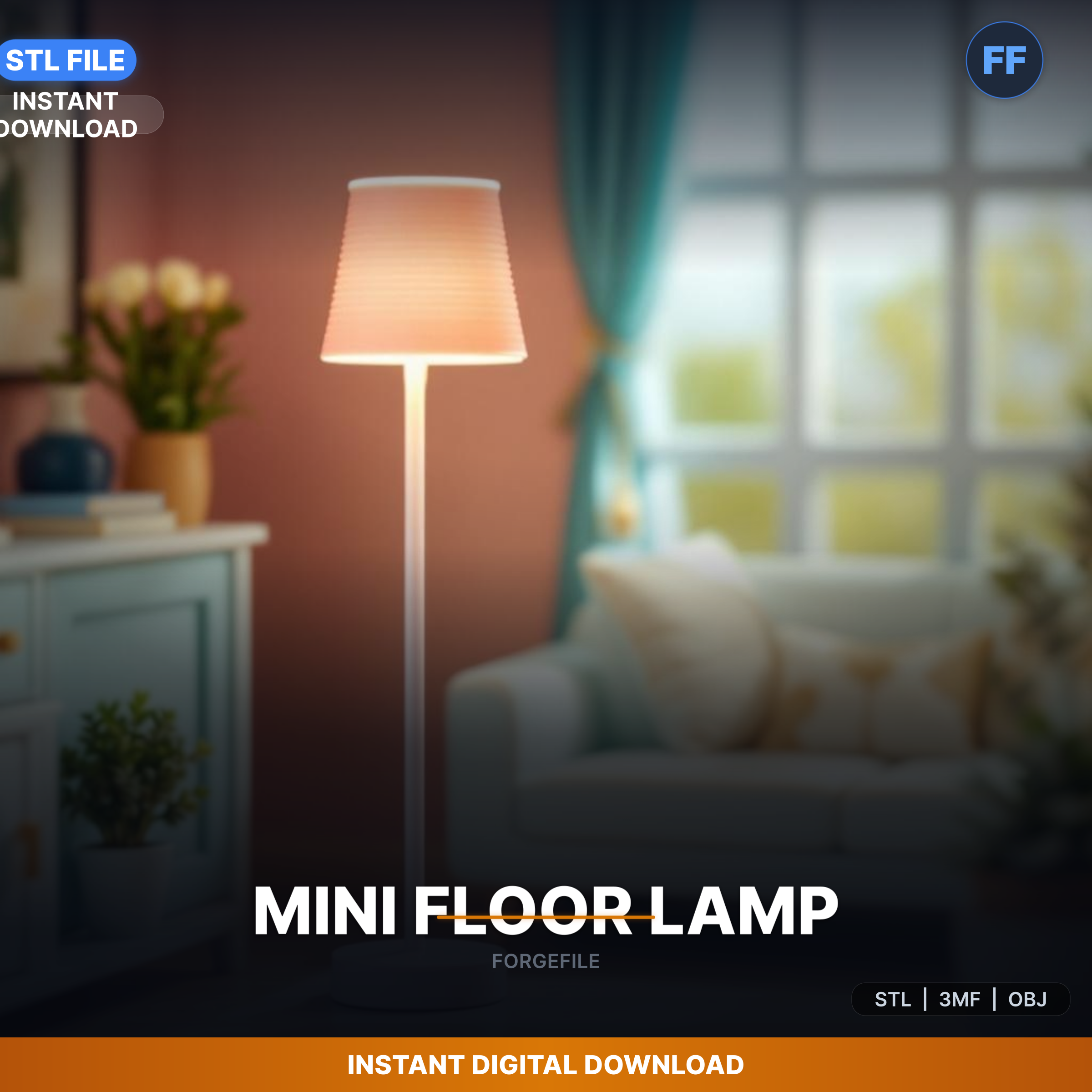 🔦 One Twelfth Scale Floor Lamp, Modern Style, Curved - 3D Printable STL ...