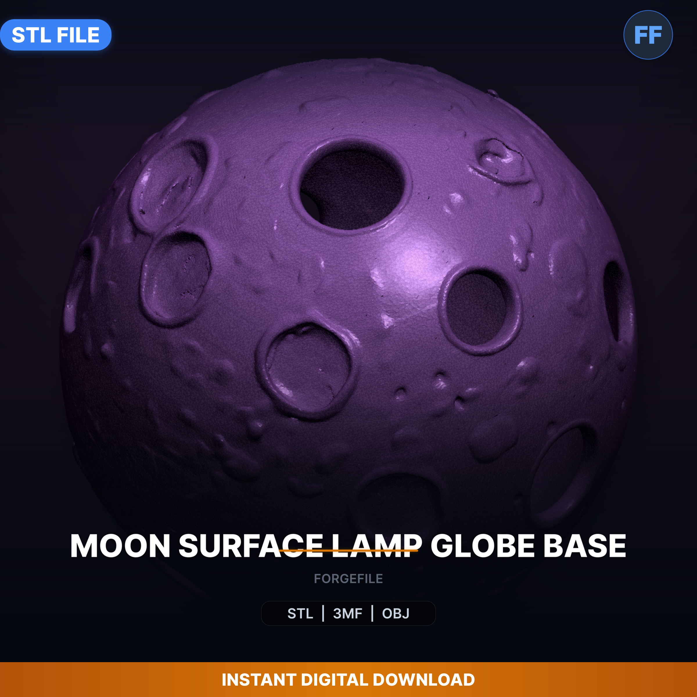 🌙 Moon Surface Lamp Globe Base - 3D Printable STL File・ 3D File for 3D ...