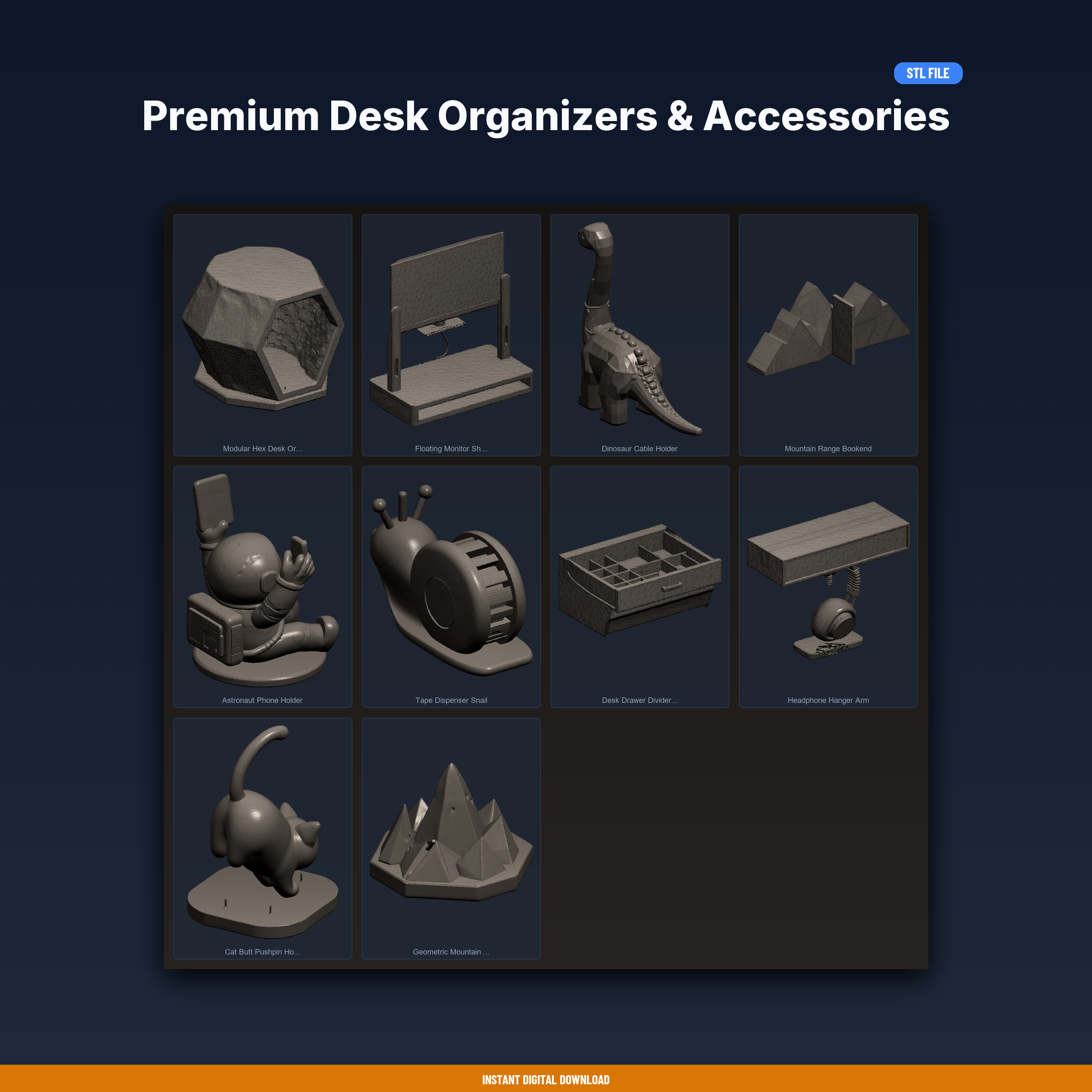 🏢 Premium Desk Organizers Collection — 10-Model STL Bundle | 3D ...