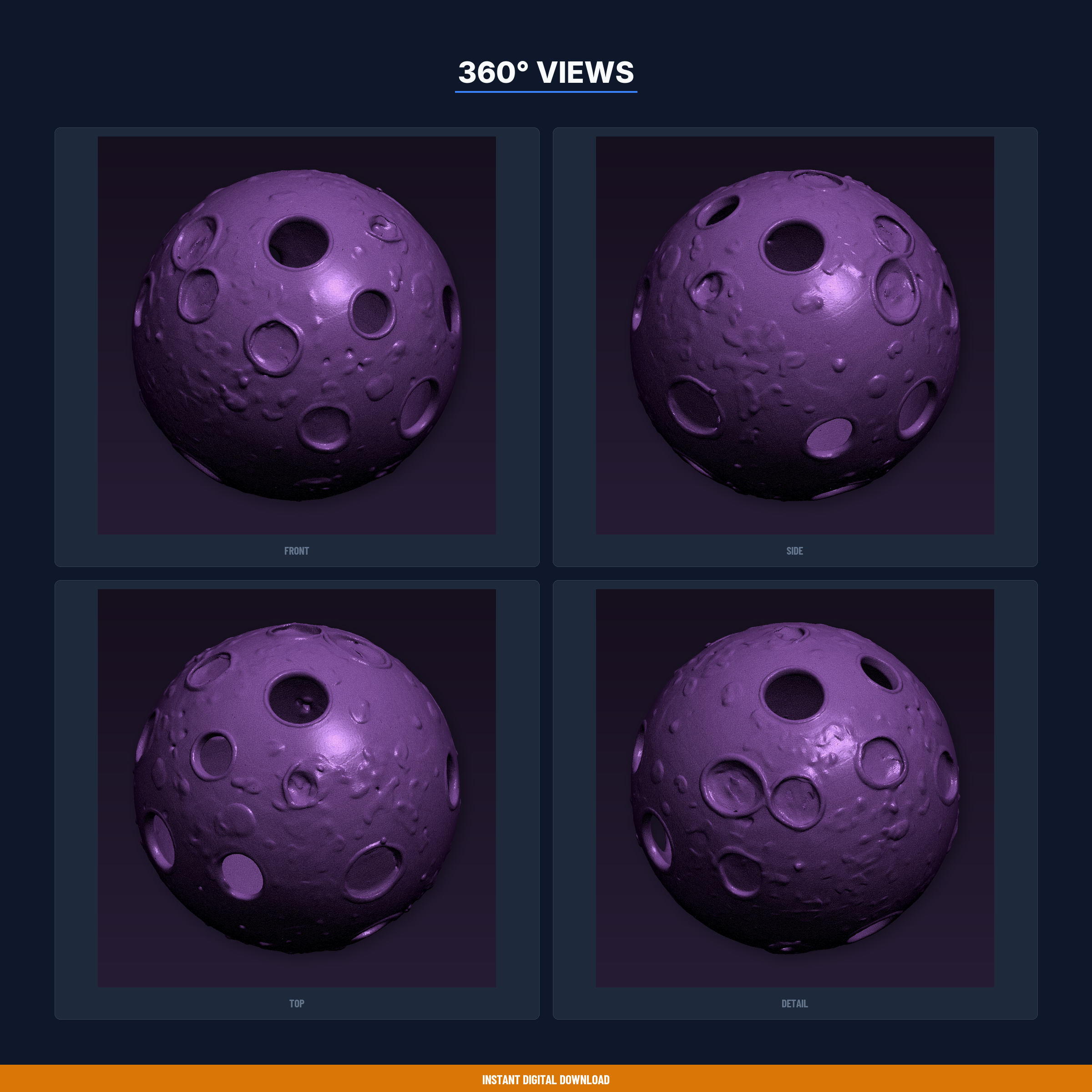 🌙 Moon Surface Lamp Globe Base - 3D Printable STL File・ 3D File for 3D ...