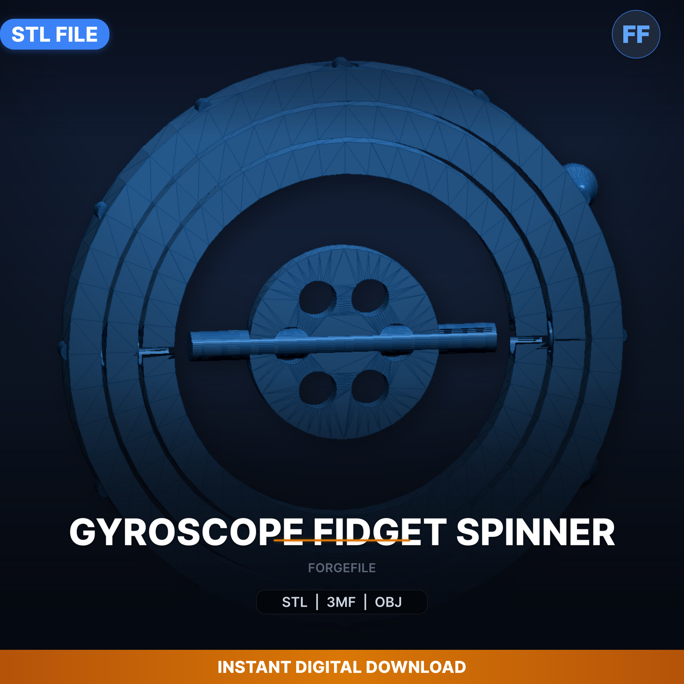 👌 Gyroscope Fidget Spinner, Print in Place, 3 Nested - 3D Printable STL ...