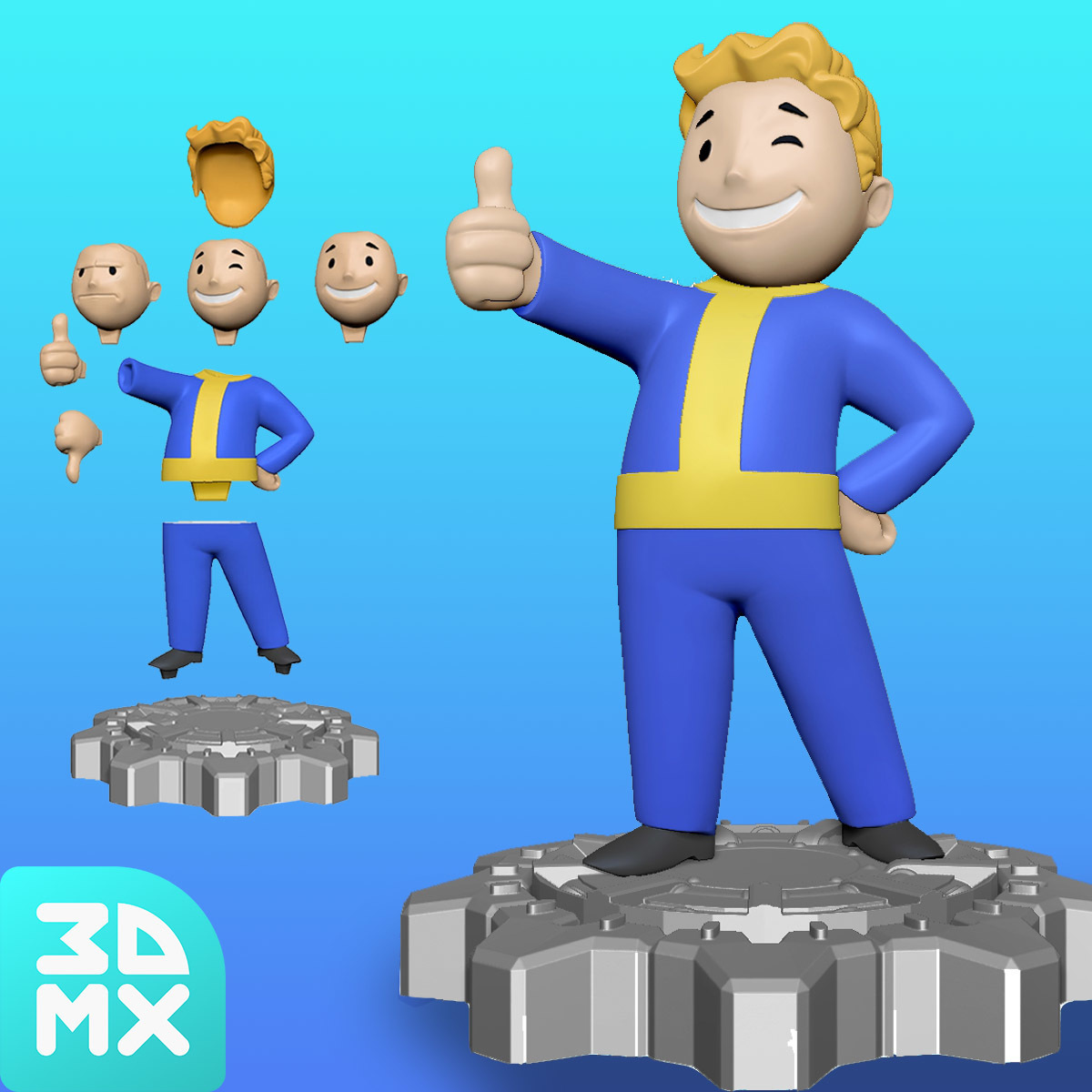 👦 Vault Boy / Multi-Part Deluxe Sculpt・ STL File for ・Cults