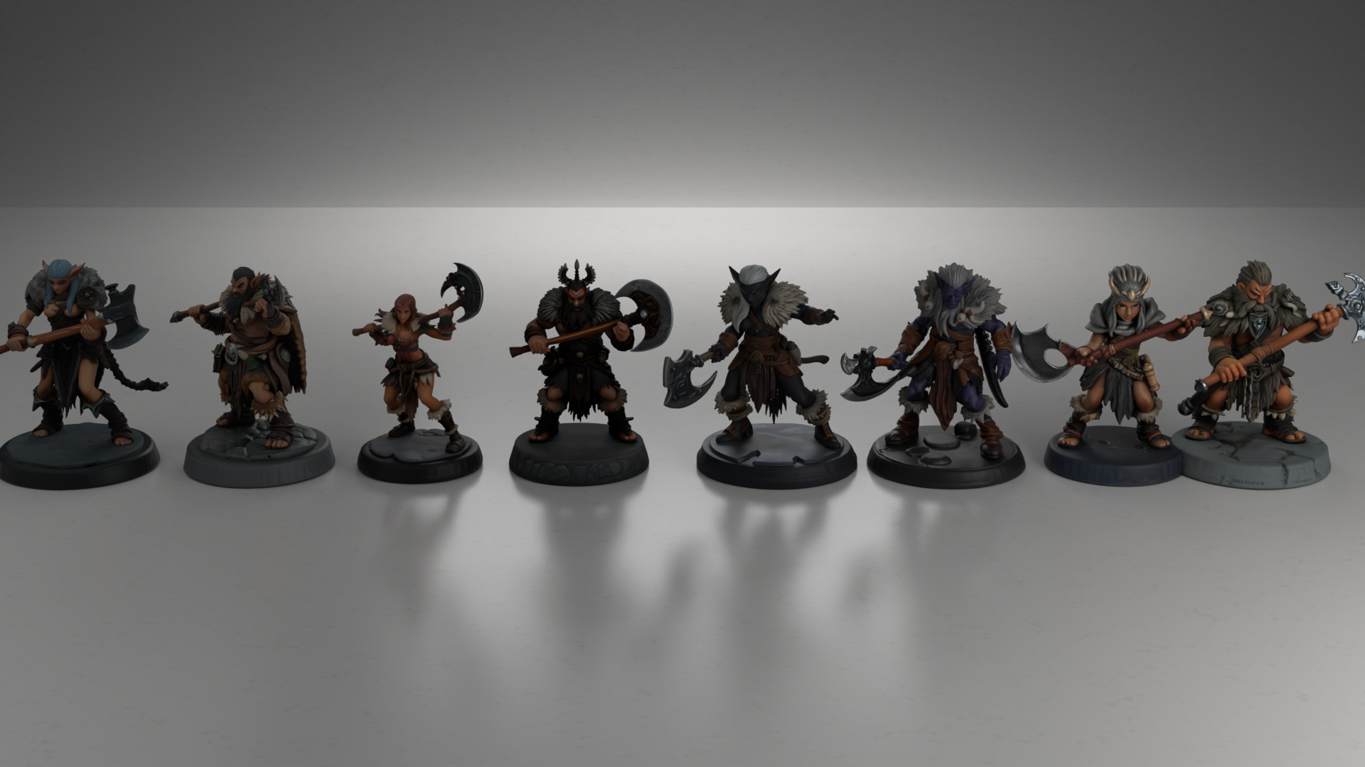 🎲 Barbarian Pack — 8 Fantasy Tabletop Miniatures, DND Characters, 28mm ...