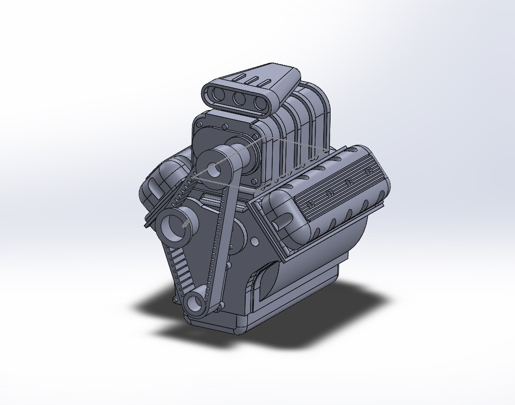 🎲 V8 engine 1/10・Free STL File for ・Cults