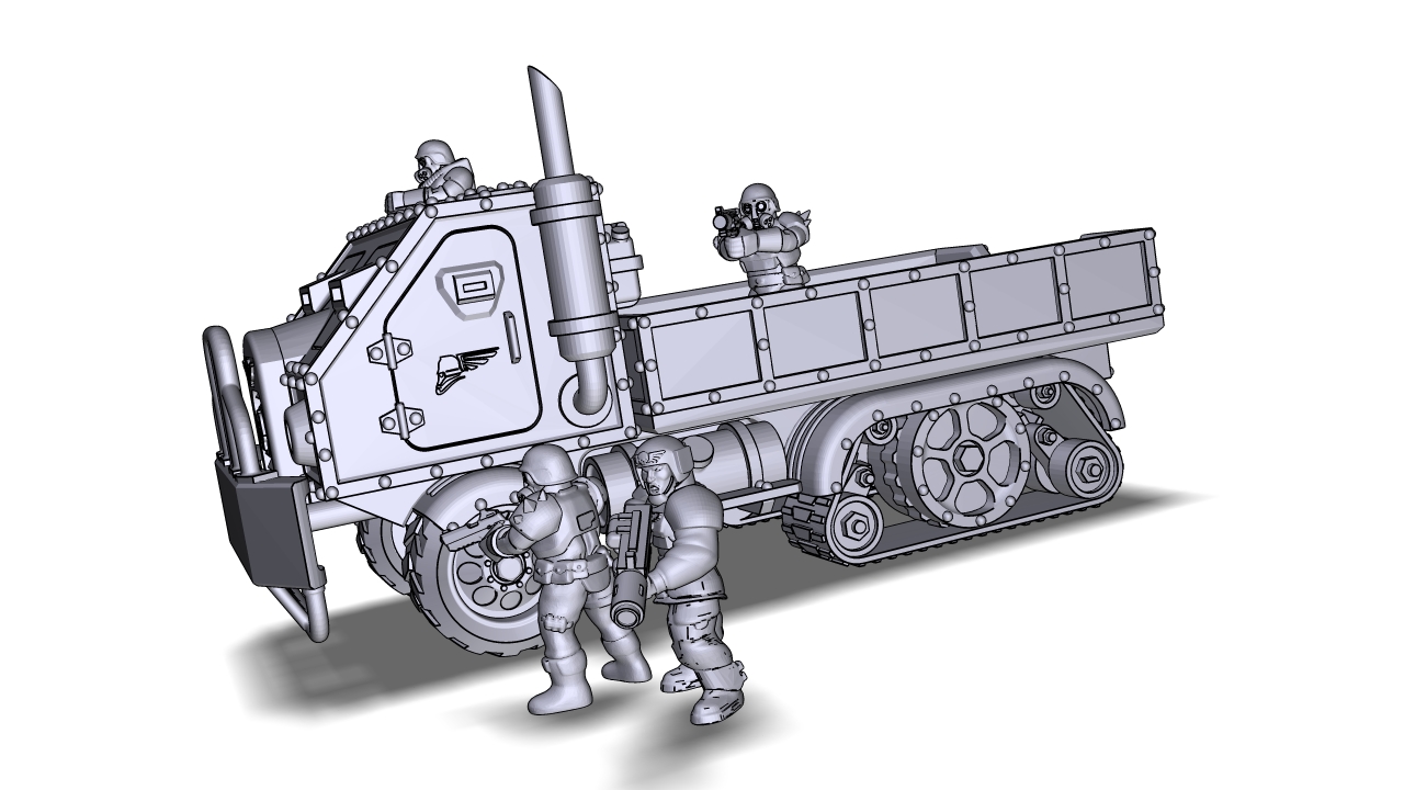⚔ Basic half track chassis "Stallion"・Free STL File for ・Cults