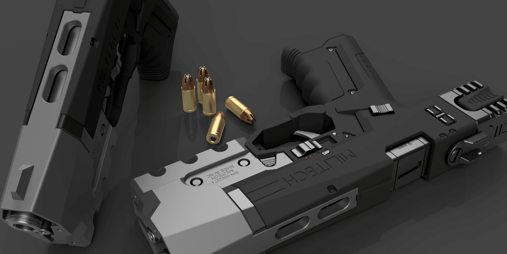 3D 文件 CYBERPUNK 2077 MILITECH VINDICATOR 9 毫米手枪 🎲 ・可下载 3D 打印创意・Cults